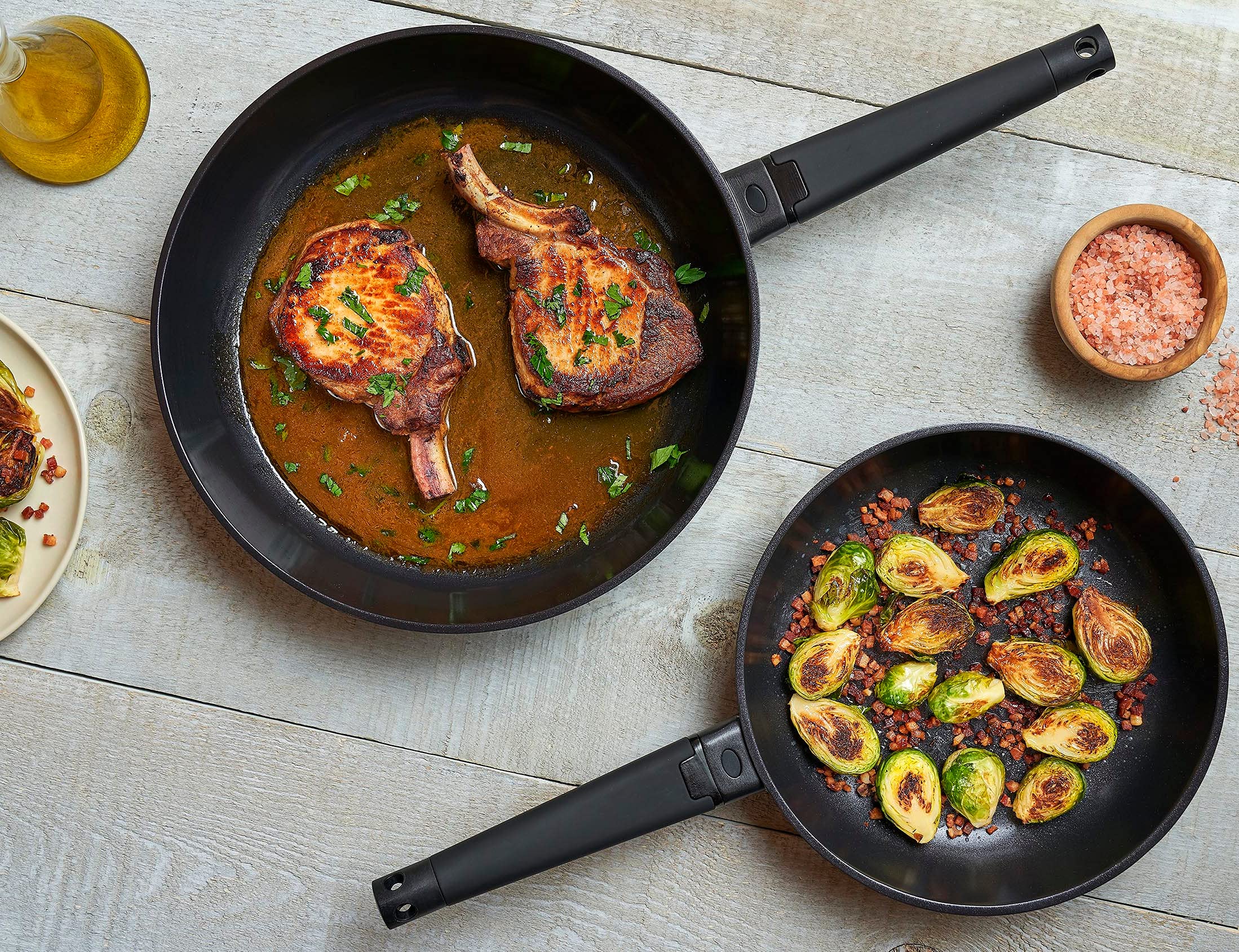 ZAVOR Noir 10 & 12 Inch Skillet Set - Premium Cast Aluminum with Titanium-based Nonstick Ceramic Coating & Removable Handles - Ultra Lightweight - Oven & Induction Ready | Noir Collection