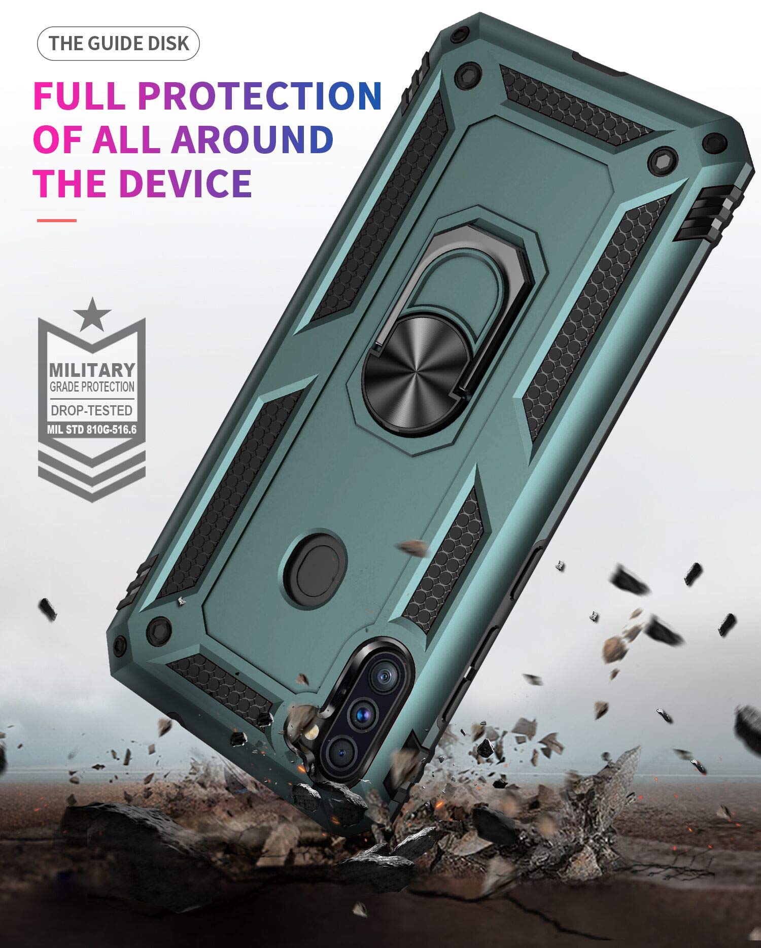 Tranick Samsung A11 Case with [ 9H Full Coverage Tempered Glass Screen Protector], [ Military Grade ] 15ft Drop Tested Protective Case for Samsung Galaxy A11 Phone (Green)