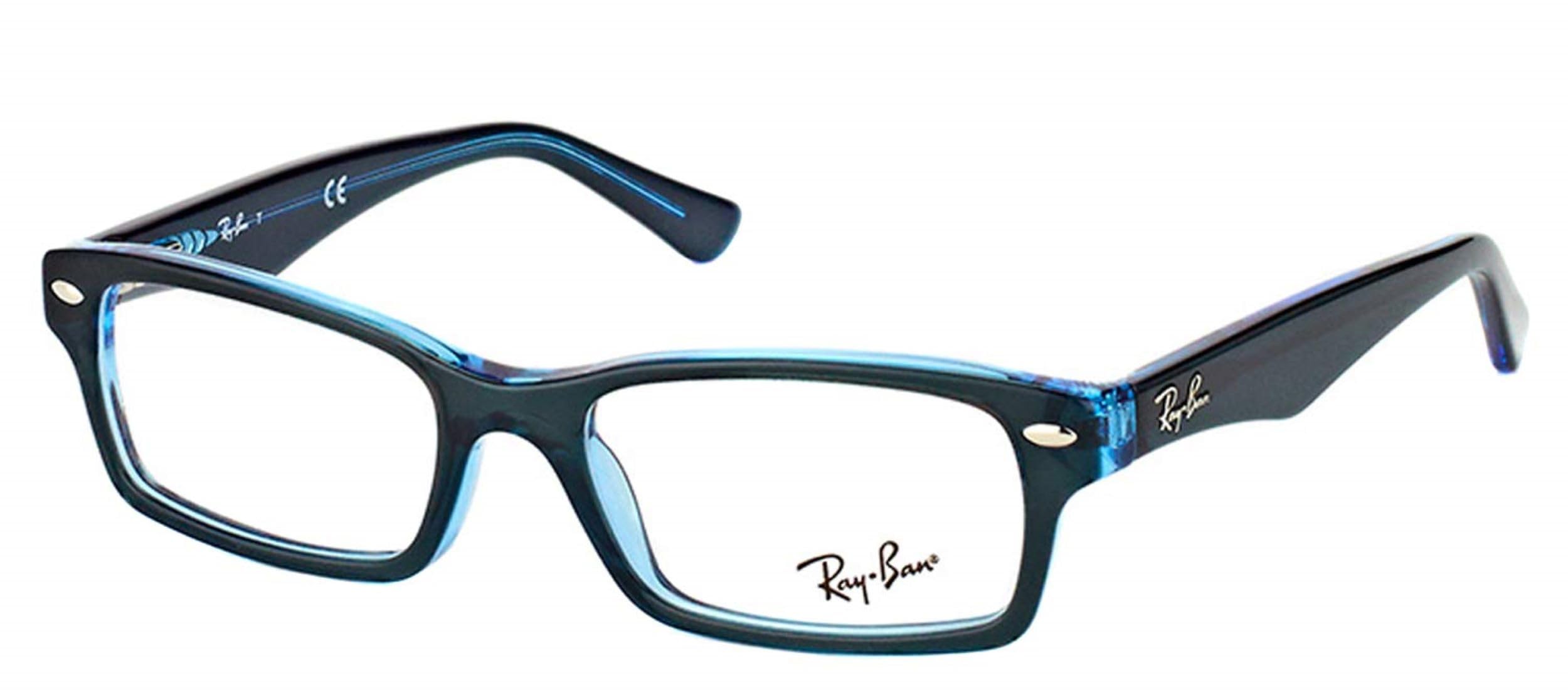 Ray-Ban Junior Kids' RY1530 Rectangular Prescription Eyeglass Frames, Blue On Blue Fluorescent/Demo Lens, 48 mm