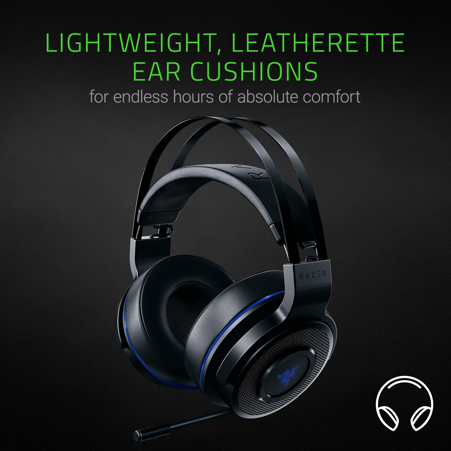 Razer Thresher Stereo Headset for PC,PS4, PS5: Lag-Free Wireless Connection - Retractable Digital Microphone - Custom Sound Control Dials - 16-Hour Battery Life