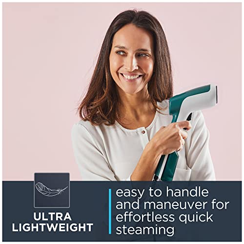 Rowenta X-Cel Handheld Steamer for Clothes 15 Second Heatup, 2.4 Ounce Capacity 1150 Watts Portable, Ironing, Fabric Steamer, Garment Steamer, Vacation Essentials, Travel Must Have DR6131,Green