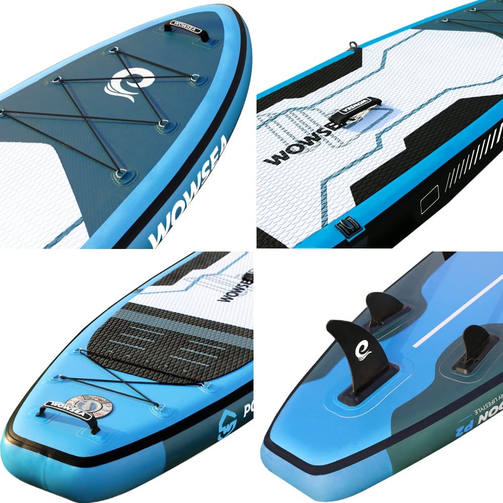 WOWSEA Poseidon P2 Inflatable Paddle Board, Durable and Stable Touring SUP Board, Yoga Paddle Board for Leisure, Nice Board with Accessories Kit for Aquatic Recreation and Exploring (Blue,10'8")