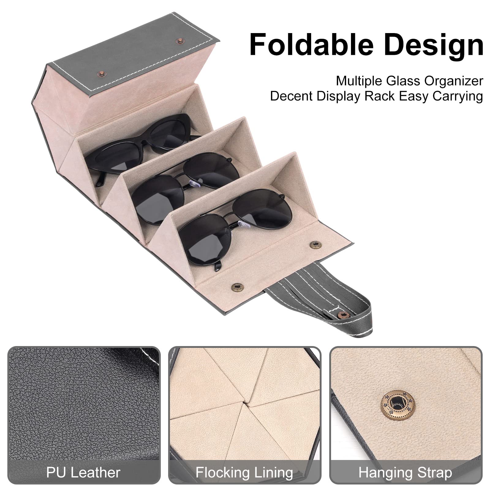 ZPXTI Sunglasses Organizer Case for Men Women,Travel Eyeglass Cases with 2 Slots Holder Storage for Multiple Glasses Cases(Brown)…