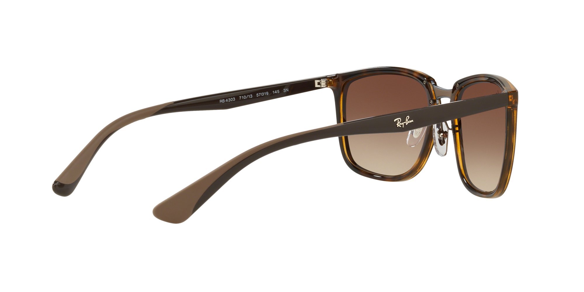 Ray-Ban Men's Rb4303 Polarized Rectangular Sunglasses, Light Havana/Brown Gradient, 57 mm