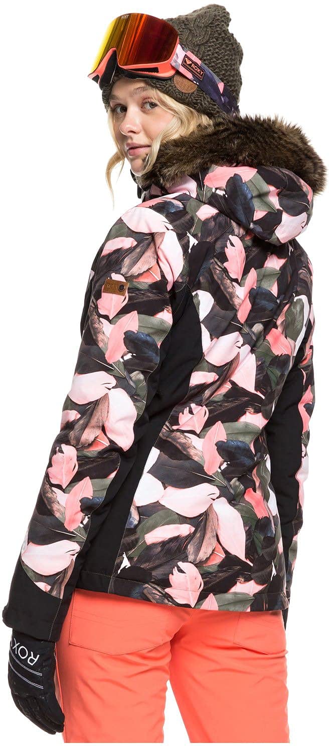 Roxy Jet Ski Premium Snow Jacket Living Coral Plumes MD (US 7-9)