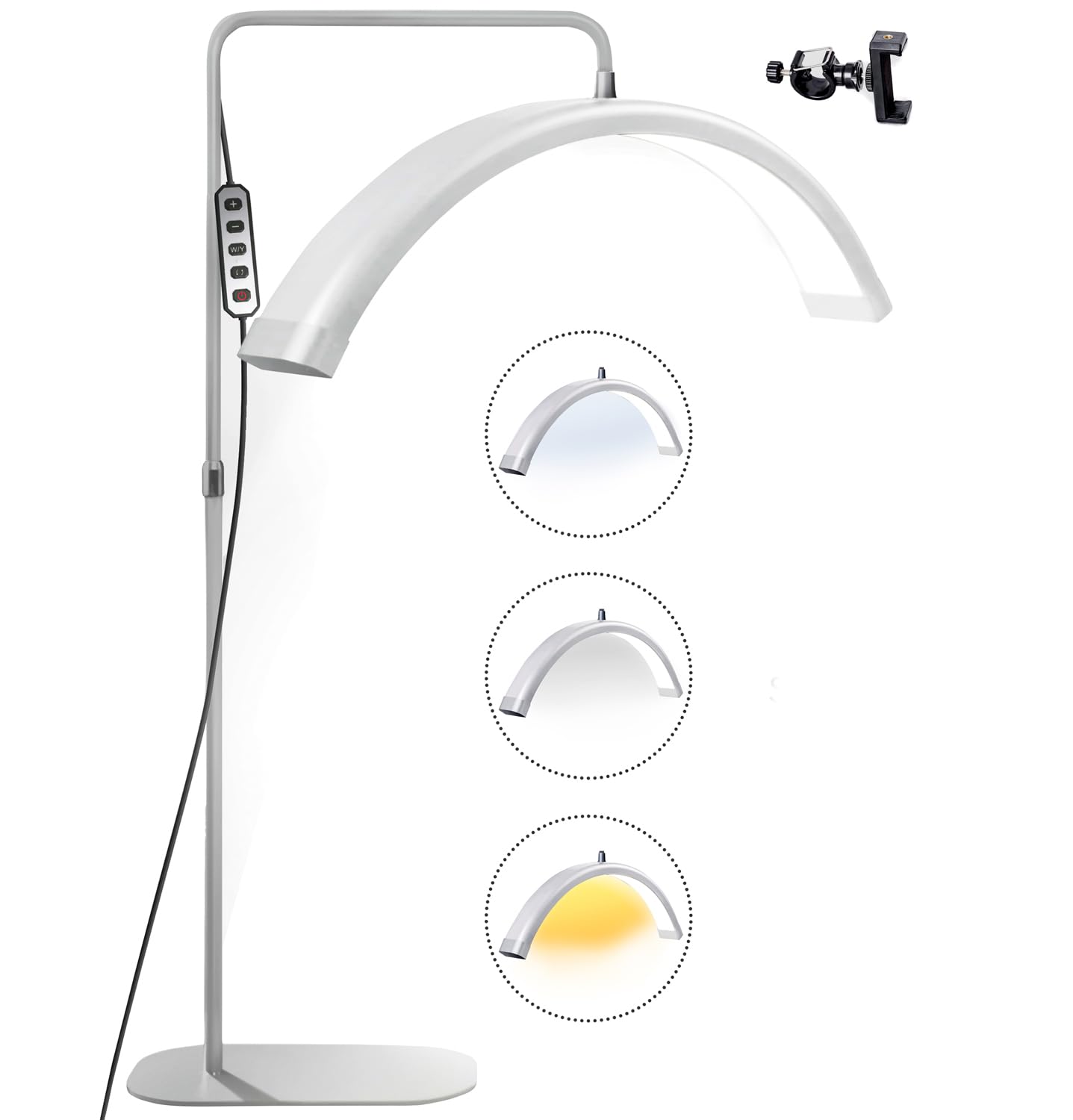 toyshi Half Moon Lamp for Lash Extension, Lighting for Beauty, Skincare, Lashes, Eyebrows, Filming Content Creation, Eyelash LED Floor Light White