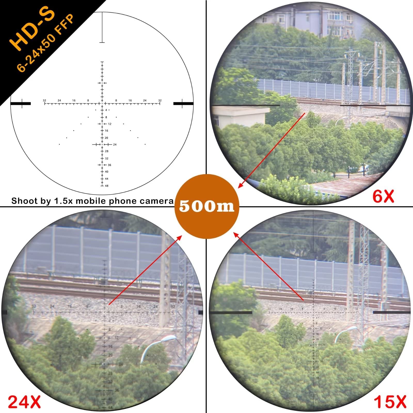 WestHunter Optics HD-N 6-24x50 FFP Scope, 30 mm Tube First Focal Plane 1/8 MOA Precision Shooting Scopes, Only Optics & Basic Accessories