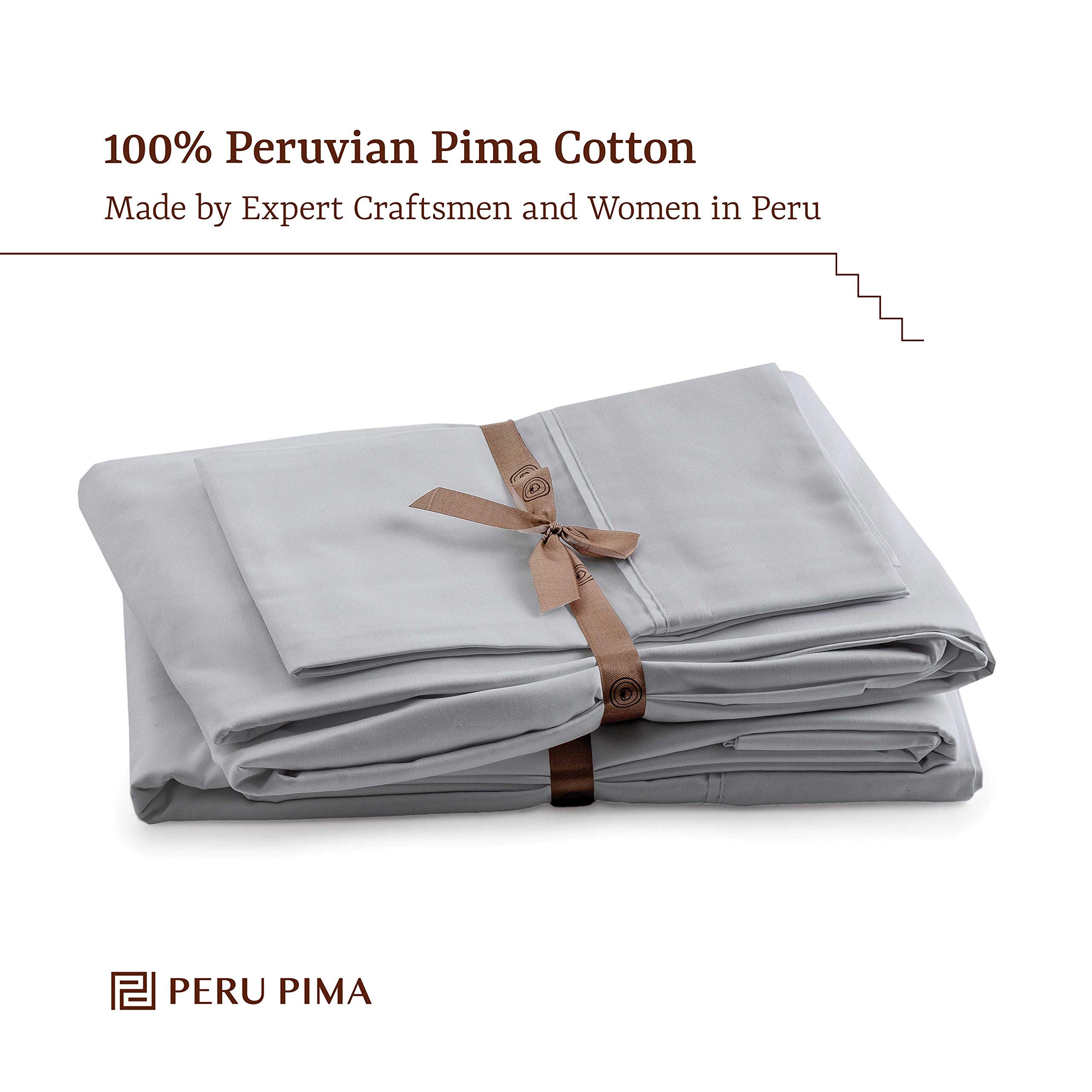 Peru Pima - 600 Thread Count Sateen - 100% Peruvian Pima Cotton - King Bed Sheet Set, Slate