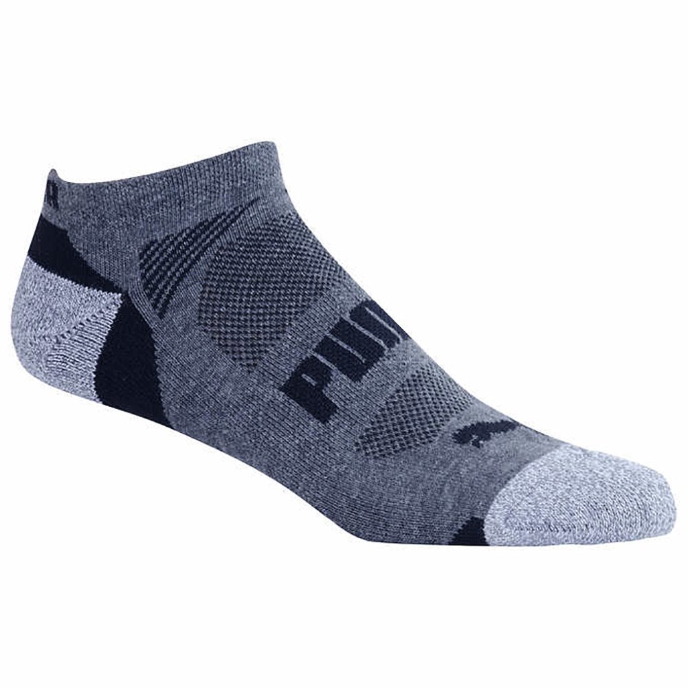 PUMA Men's No show Sport Socks, Moisture Control, Arch Support (8 Pair) (Extended Size - Shoe Size (12-16, Black-White)