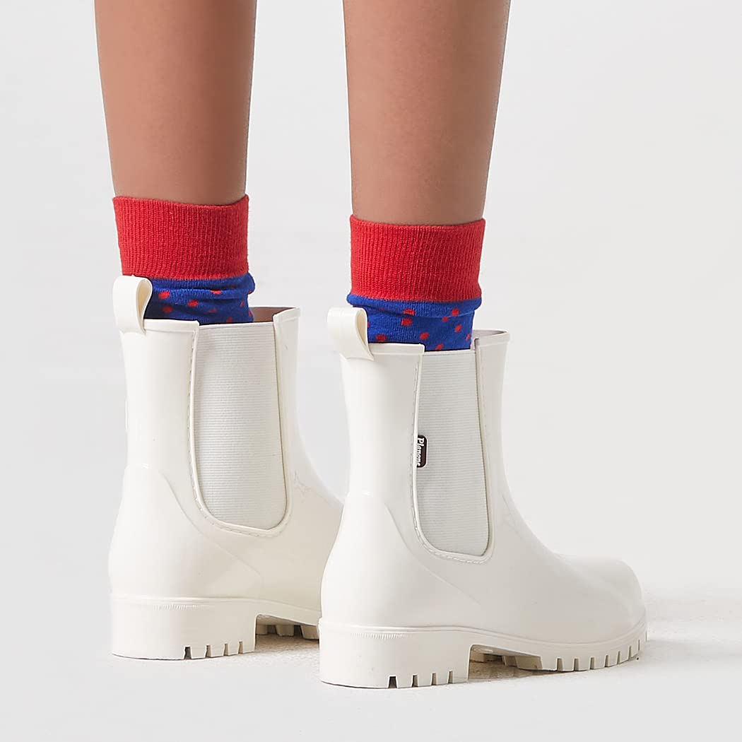 planone Short rain Boots for Women and Waterproof Garden Shoes,Anti-Slipping Rainboots for Ladies,Fashionable Light rain Shoes,Matte Outdoor Work Shoes white Size: 7 UK