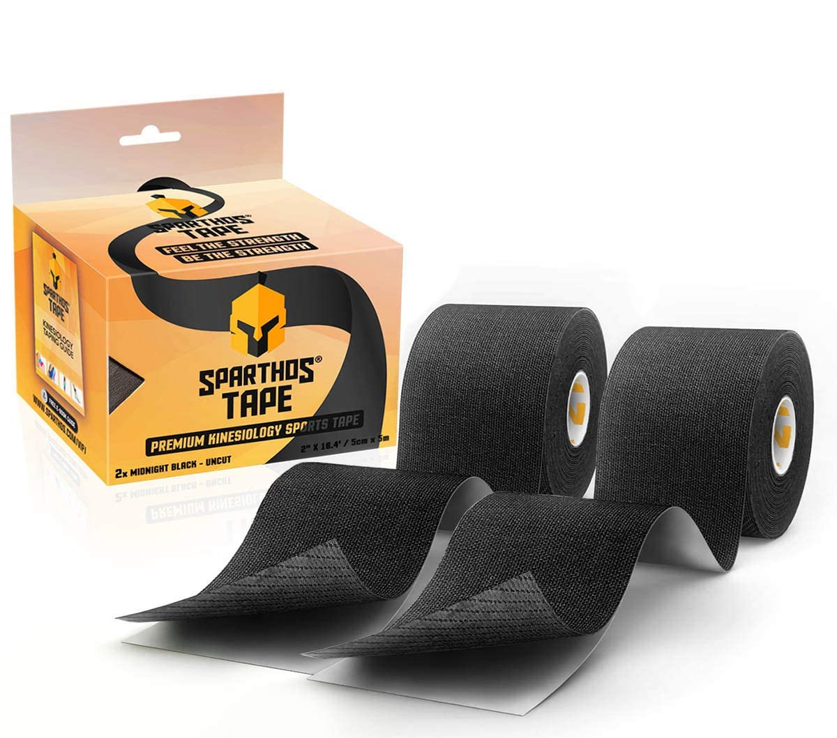 Sparthos Kinesiology Tape [Midnight Black - Pack of 2] + Sparthos Ice Packs for Injuries [Size Medium + Cover]