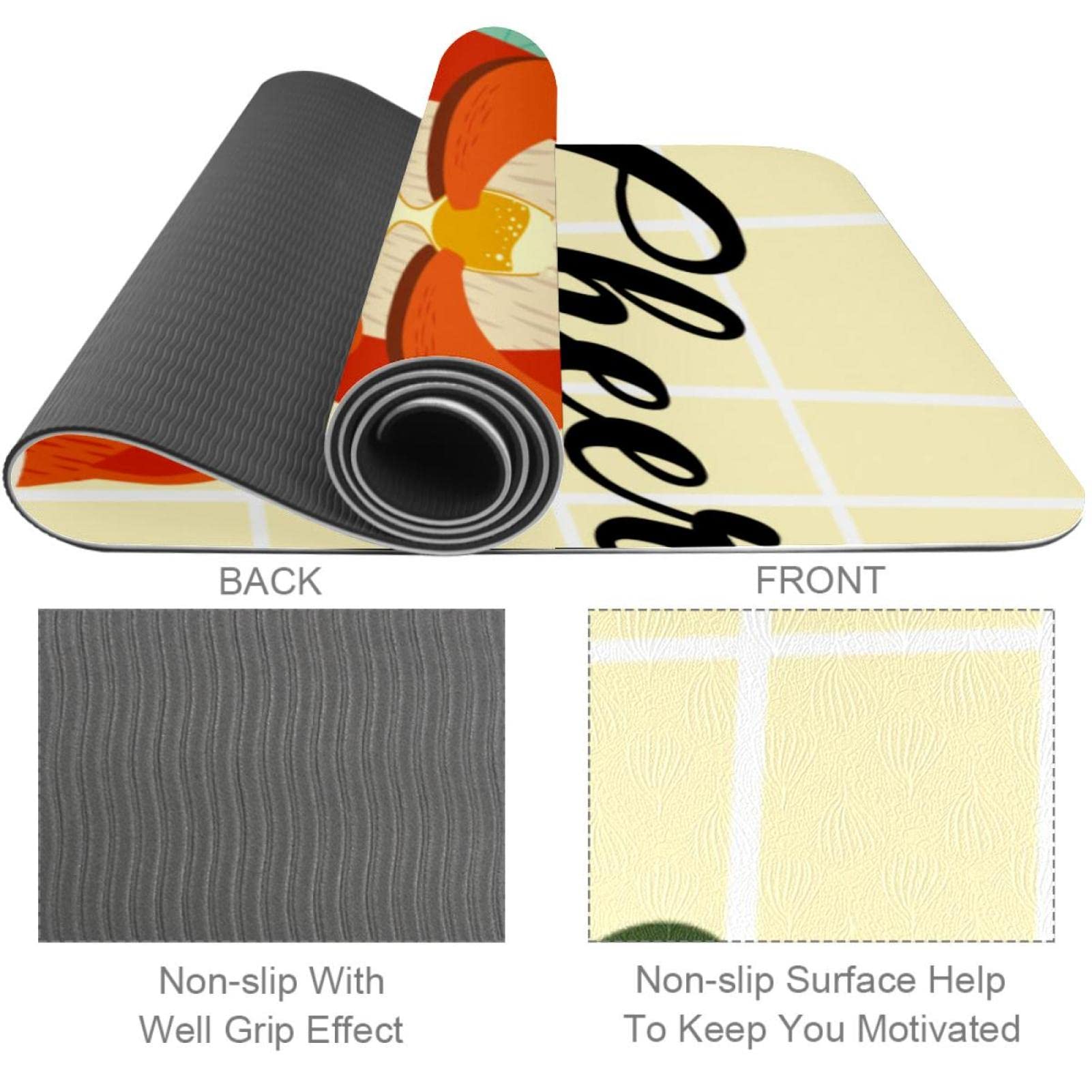 Yoga Mat, Yoga Mats for Home Workout, Workout Mat, Exercise Mats, Pilates Mat, Cute Fox Cheers
