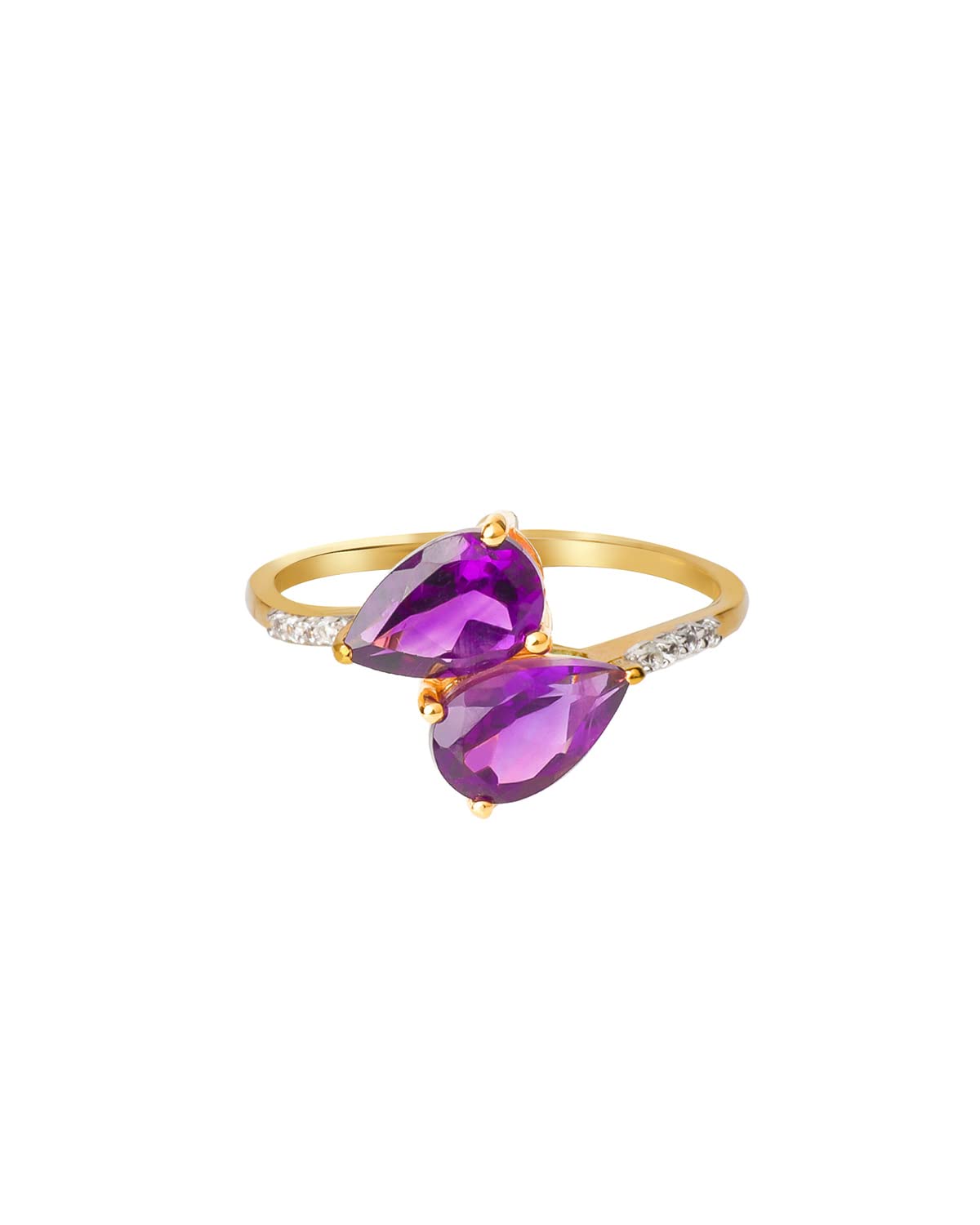 YoTreasure 1.48 Ct. Amethyst White Sapphire 10kt Yellow Gold Engagement Ring Jewelry