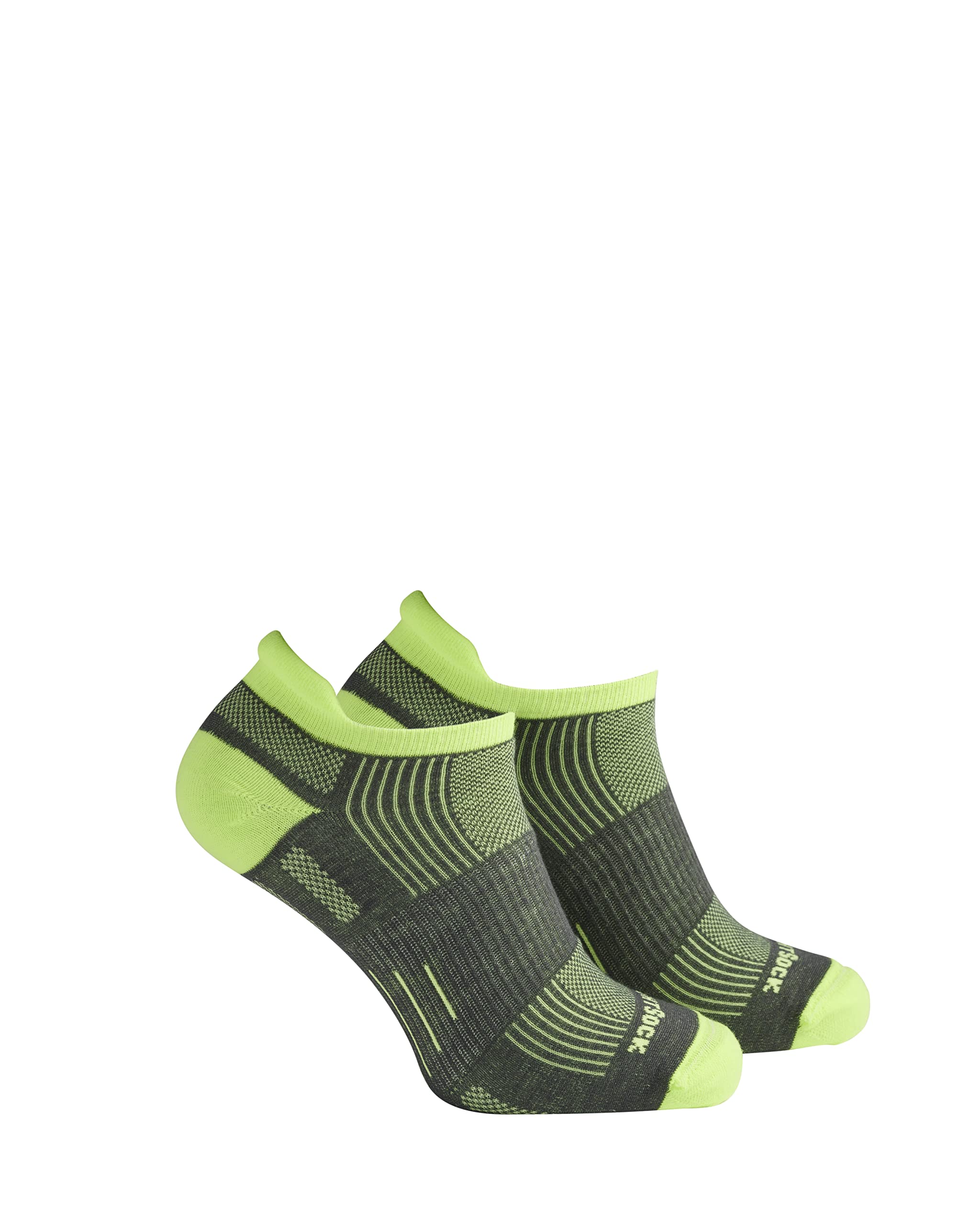 Wrightsock Eco Run Tab Socks | Guaranteed Blister Free | Breathable| Men | Women, Ash/Hi Vis Yellow, Medium