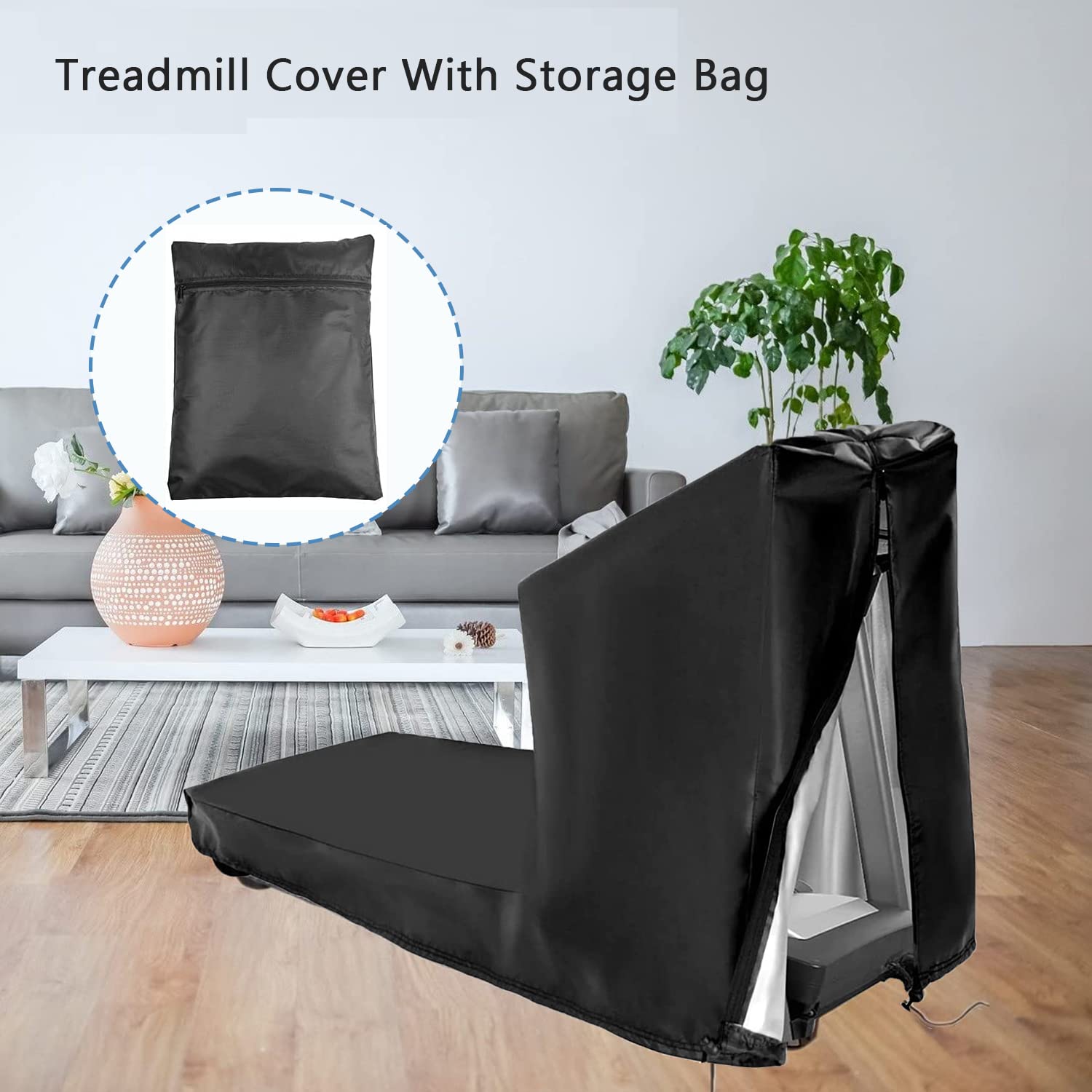 Treadmill Cover, Non-Folding Running Machine Protective Cover, Waterproof Dustproof Treadmill Covers with Zipper for Home Gym Indoor Outdoor(66”L x 30”W x 55”H)