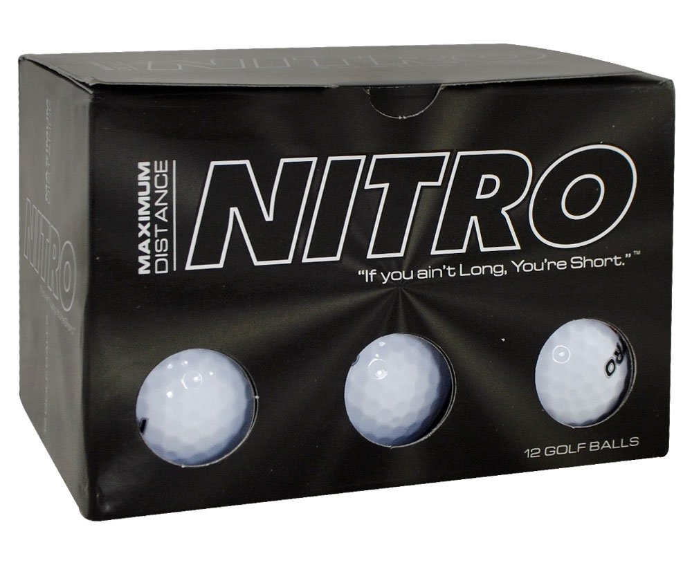 Nitro (12PK) All Levels Maxium Distance Titanium Core 85 Compression High Velocity Spin Control Long Distance Golf Balls USGA Approved-Total of 12-White