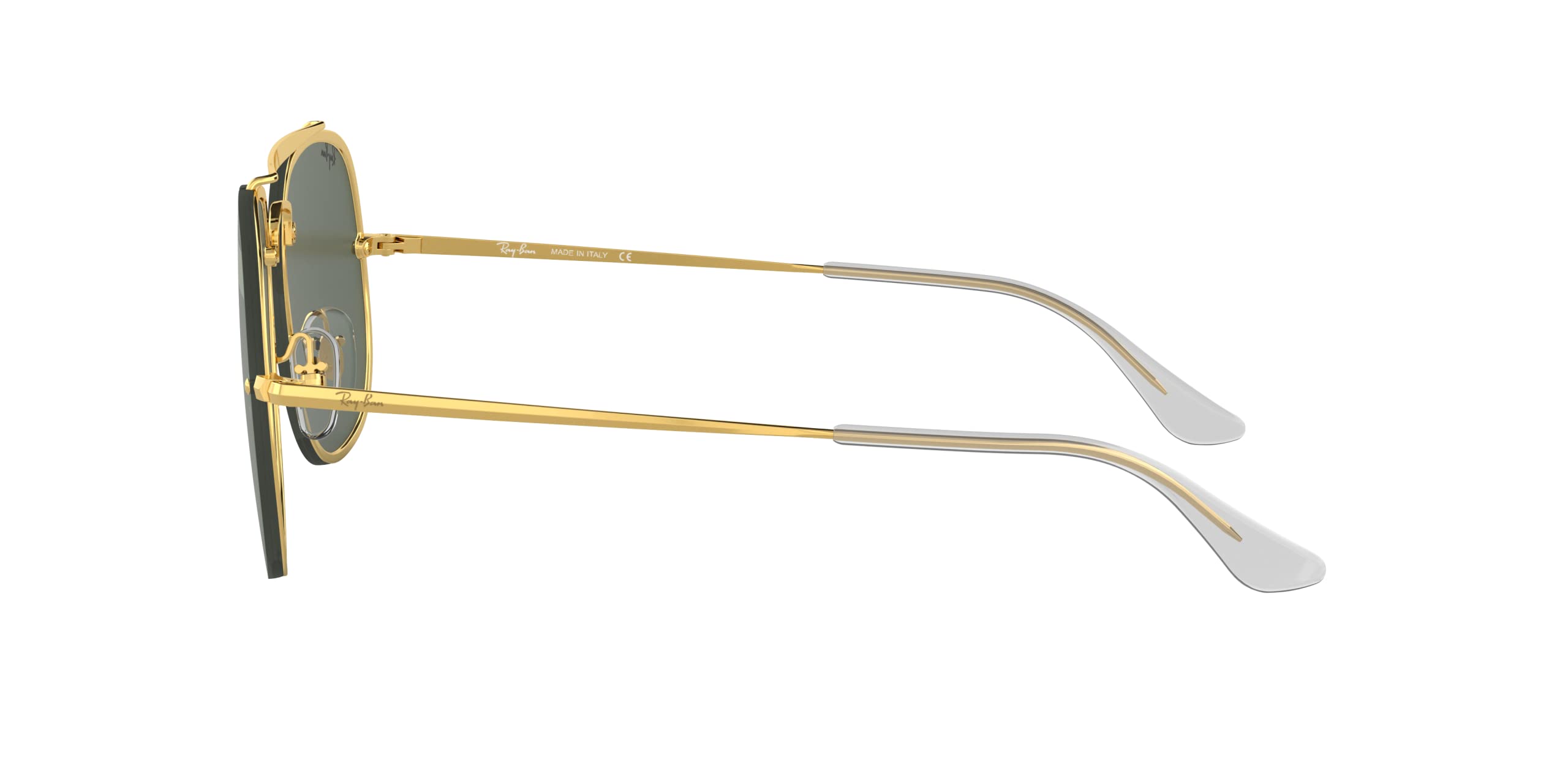 Ray-Ban RB3583N Blaze General Square Sunglasses, Gold/Dark Green, 58 mm