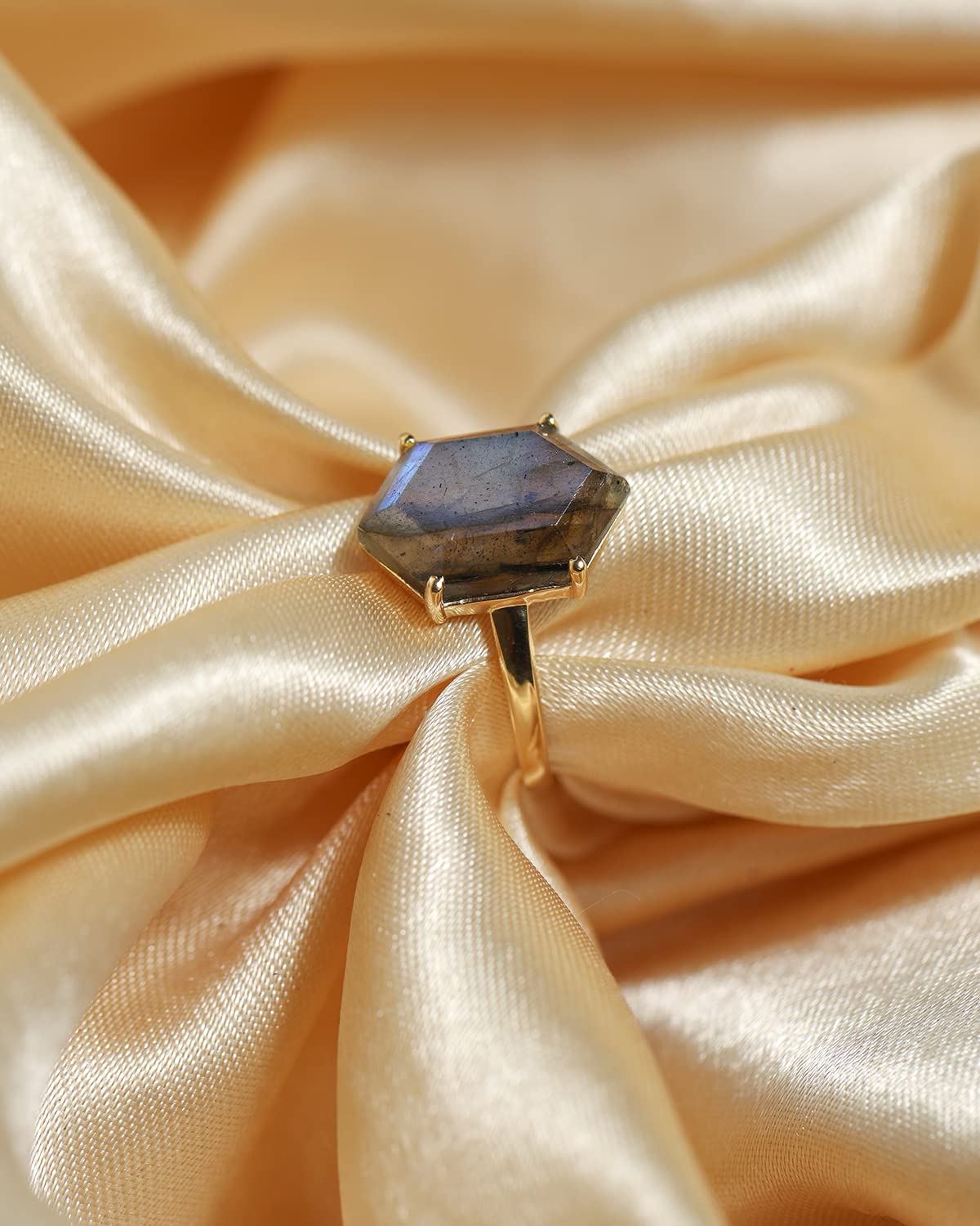 YoTreasure Labradorite Gold Over 925 Sterling Silver Bold Ring Jewelry