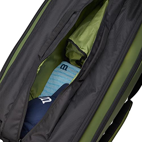 WILSON Blade V8 Super Tour Tennis Racket Bag - Green/Black, Holds up to 15 Rackets