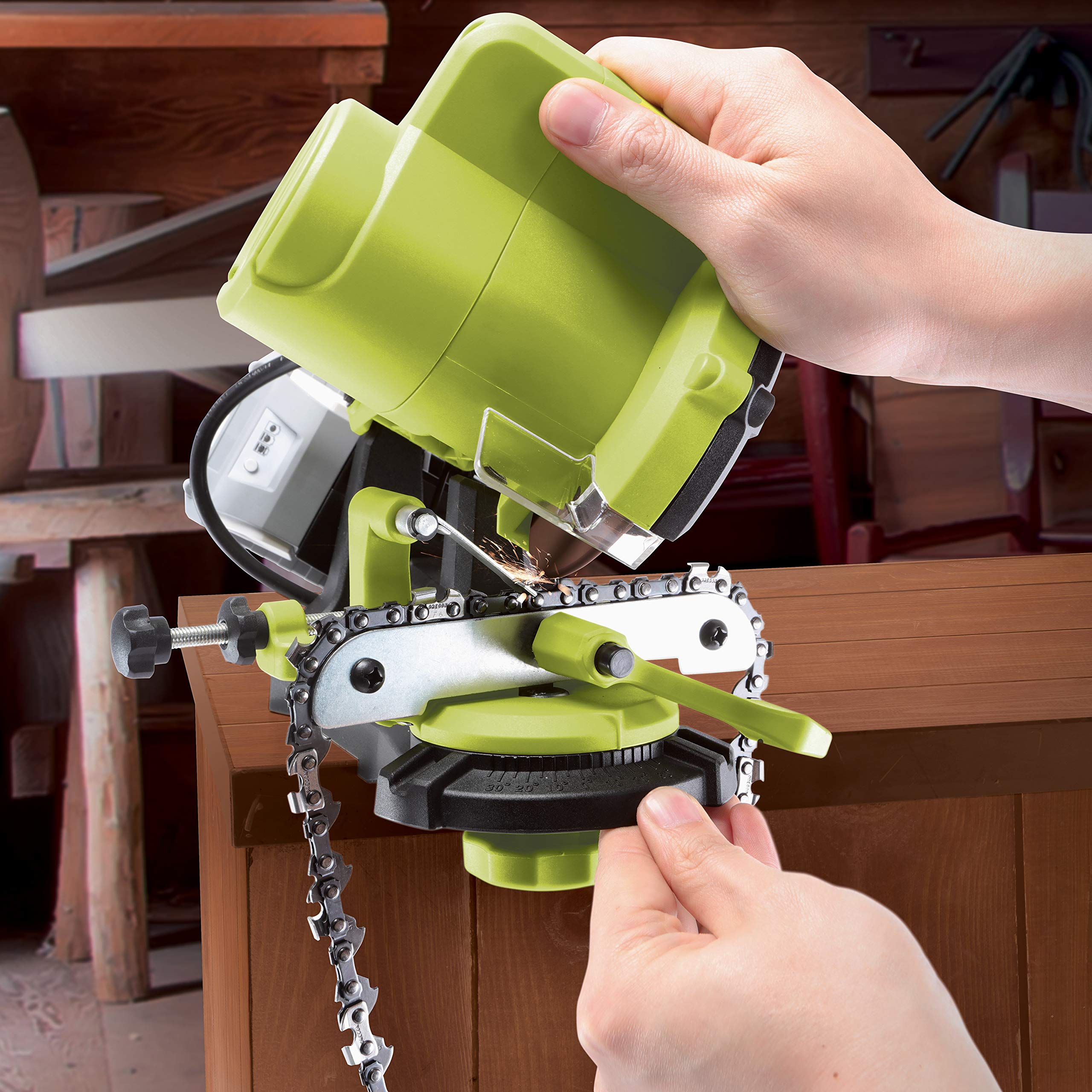 Sun Joe 24V-CSSHRP-LTE 24-Volt Cordless Chainsaw Sharpener, Kit (w/2.0-Ah Battery + Quick Charger)
