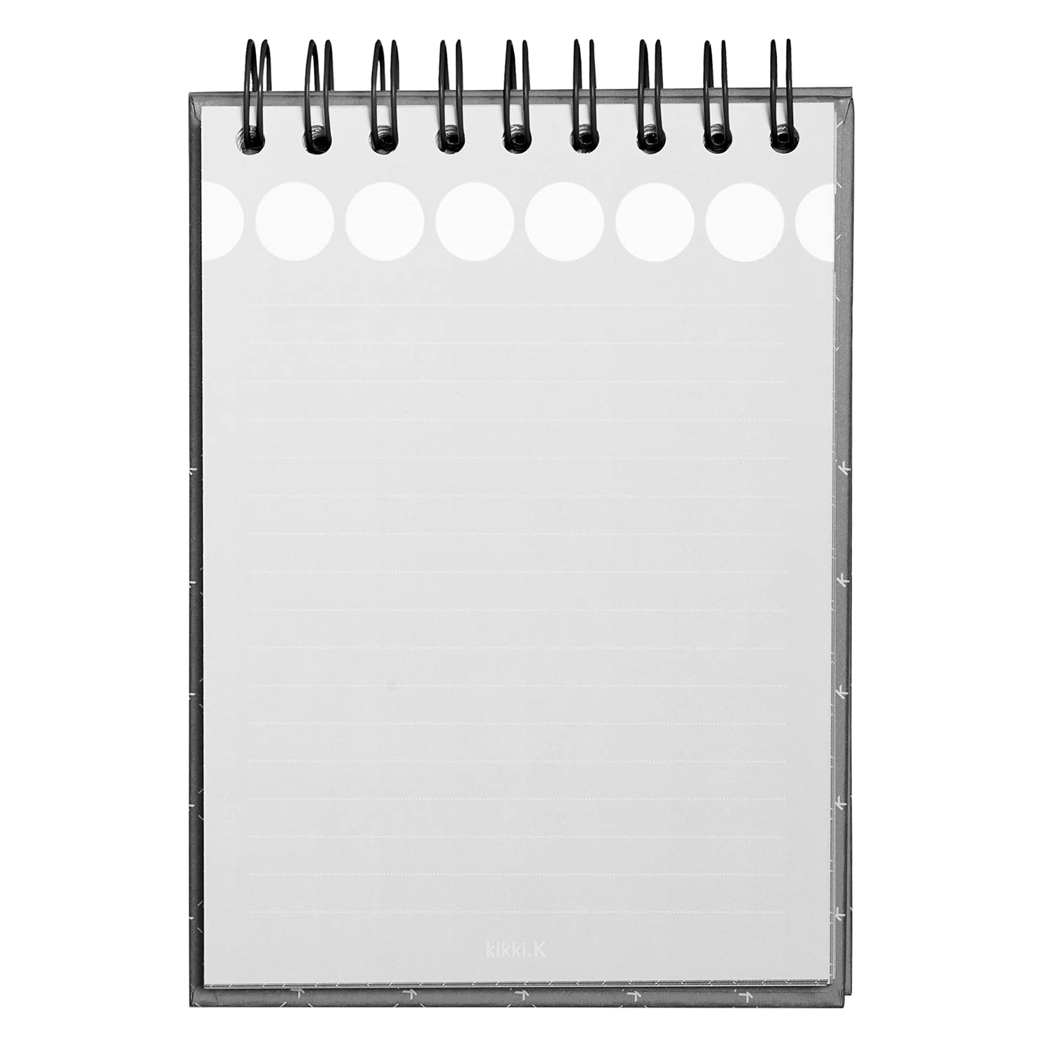 Spiral Coiled Everything Notepad - Black: Essentials. 72 Sheets of Quality Colored Paper in 6 Unique Designs. Sturdy Wrapped Greyboard Front and Back Covers by kikki.K
