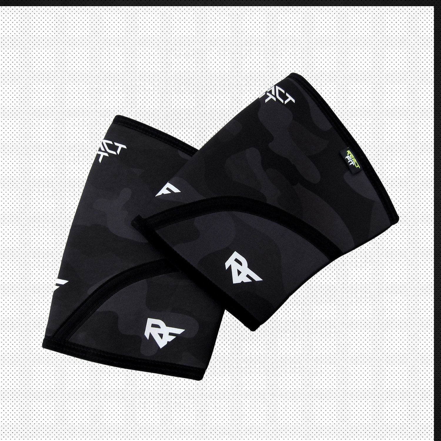 React FIT 7mm SBR Neoprene Knee Sleeves (1 Pair) Support & Compression for Weightlifting, Powerlifting, CrossFit, Training, WOD, GYM, Workout, Sports, Squats, Injury Protection (Medium, Punisher)