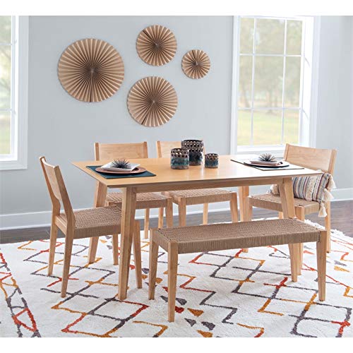 Powell Linon Patty Wood Dining Bench in Natural Brown