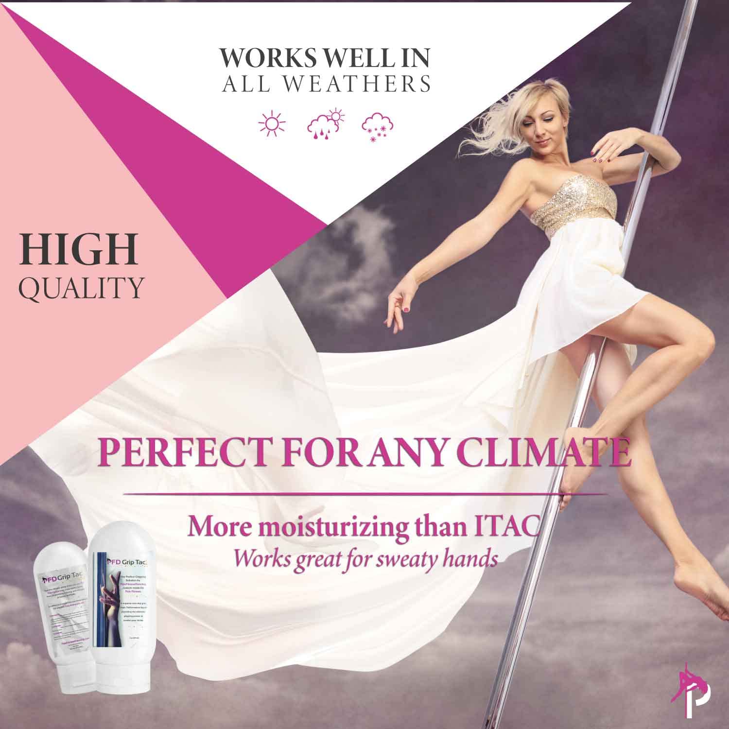 PFD Grip Tac - Pole Grip Aid Tac – Ultimate gripping Liquid Solution for Pole Dancing - Stronger Than Dry Hands, Repels Perspiration from Sweaty Hands, Enhancer to give Your Grip a Boost (2, Ounces)