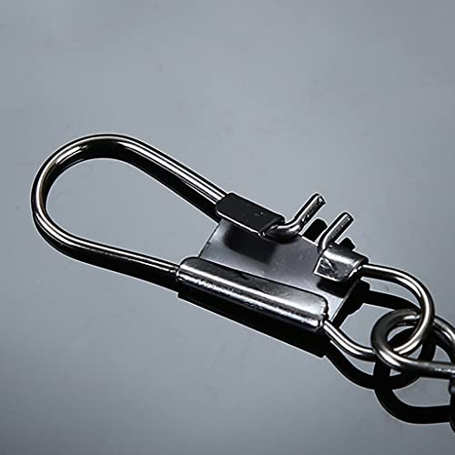 WRLRUILIAN Fishing Accessories 100 PCS Fishing Connector Connecting Rod Solid Ring Buckle Connector Clip Stainless Steel Fish Hook Interlock Fishing Tools (Size : 10#)