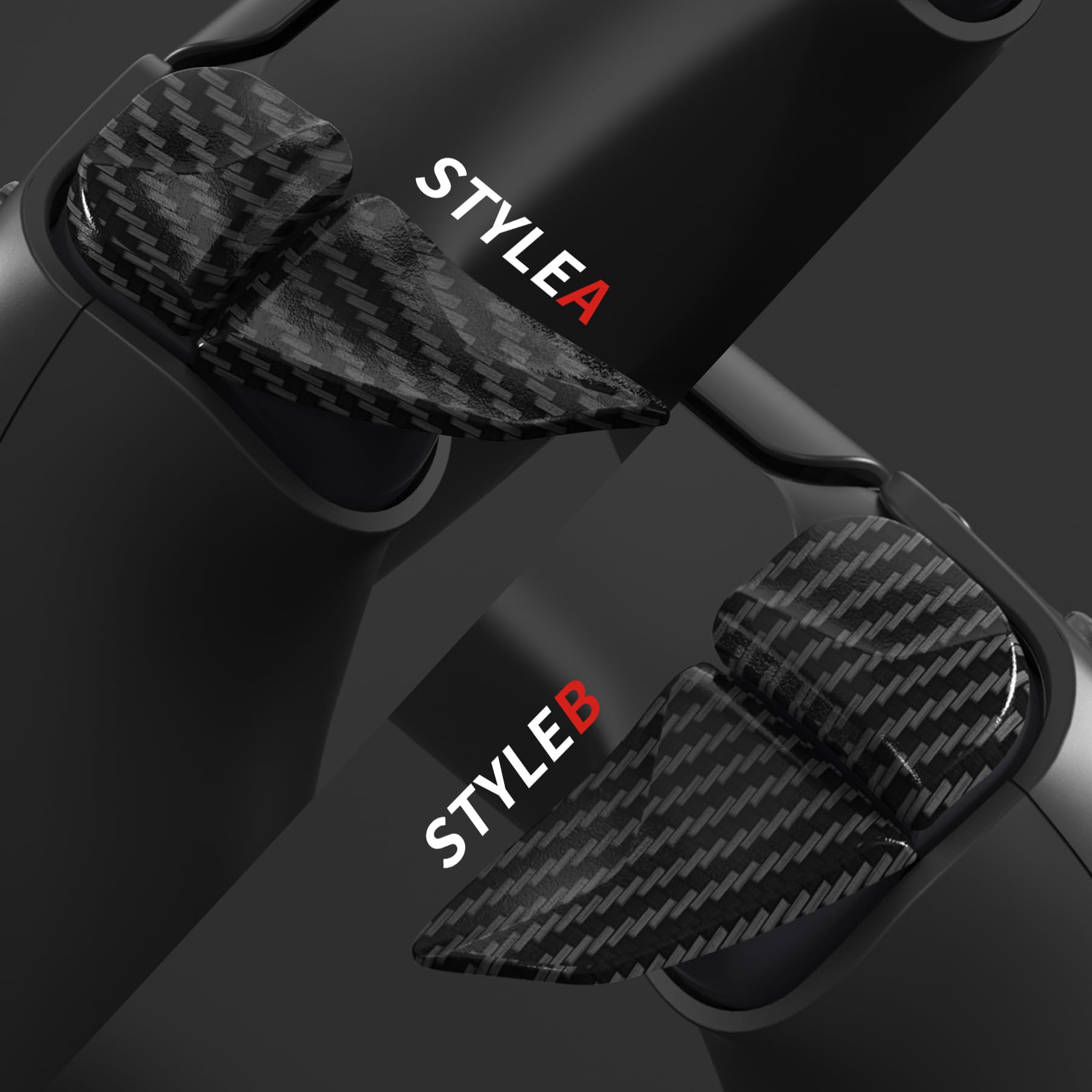 PlayVital Blade 2 Pairs Shoulder Buttons Extension Triggers for ps5 Controller, Game Improvement Adjusters for PS Portal Remote Player, Bumper Trigger Extenders for ps5 Edge - Graphite Carbon Fiber