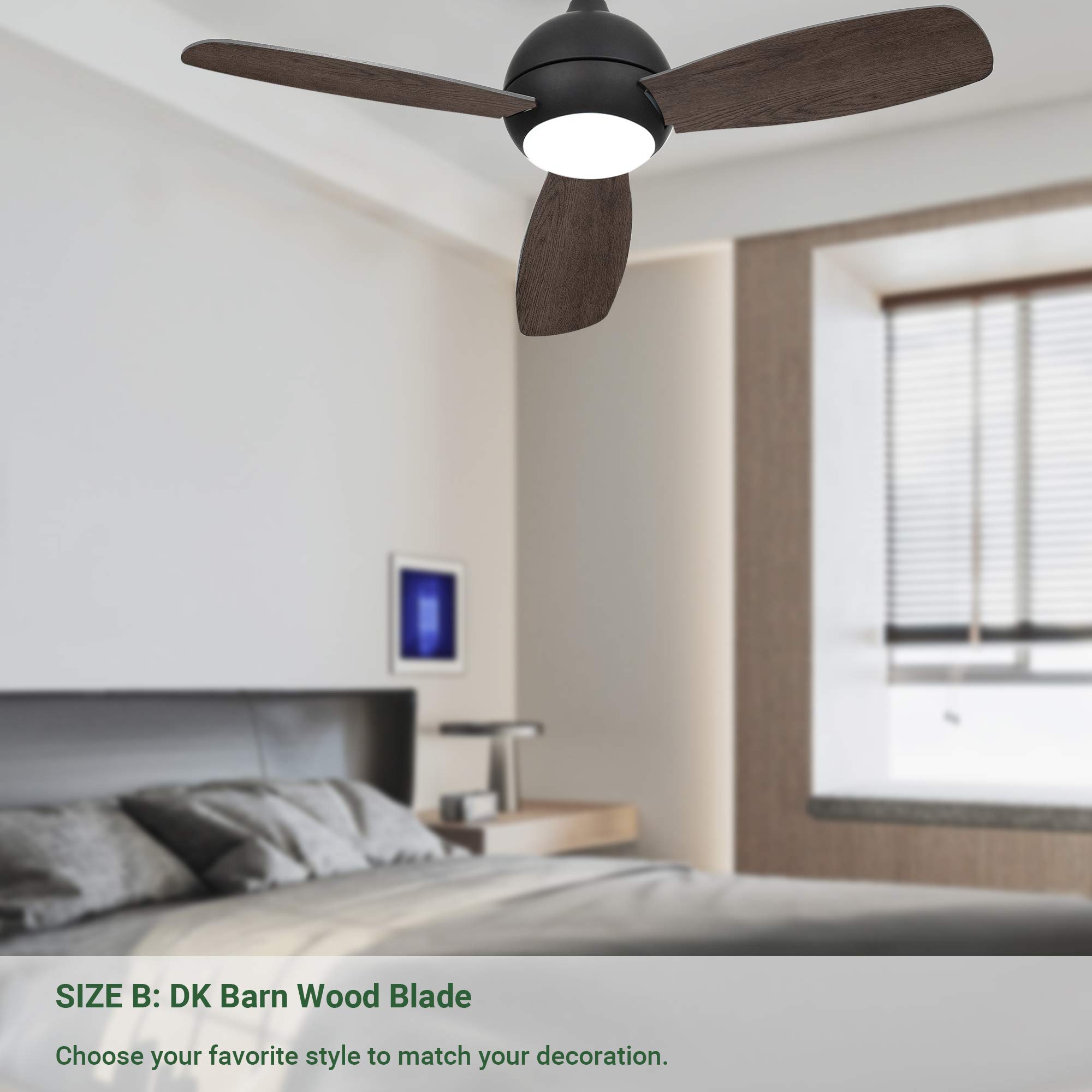 SOLTRONICS Ceiling Fan with Light and Remote 42" LED Ceiling Fan Light 3 Color Temperature Reversible Black/Dark Barn Wood Blade Indoor Use