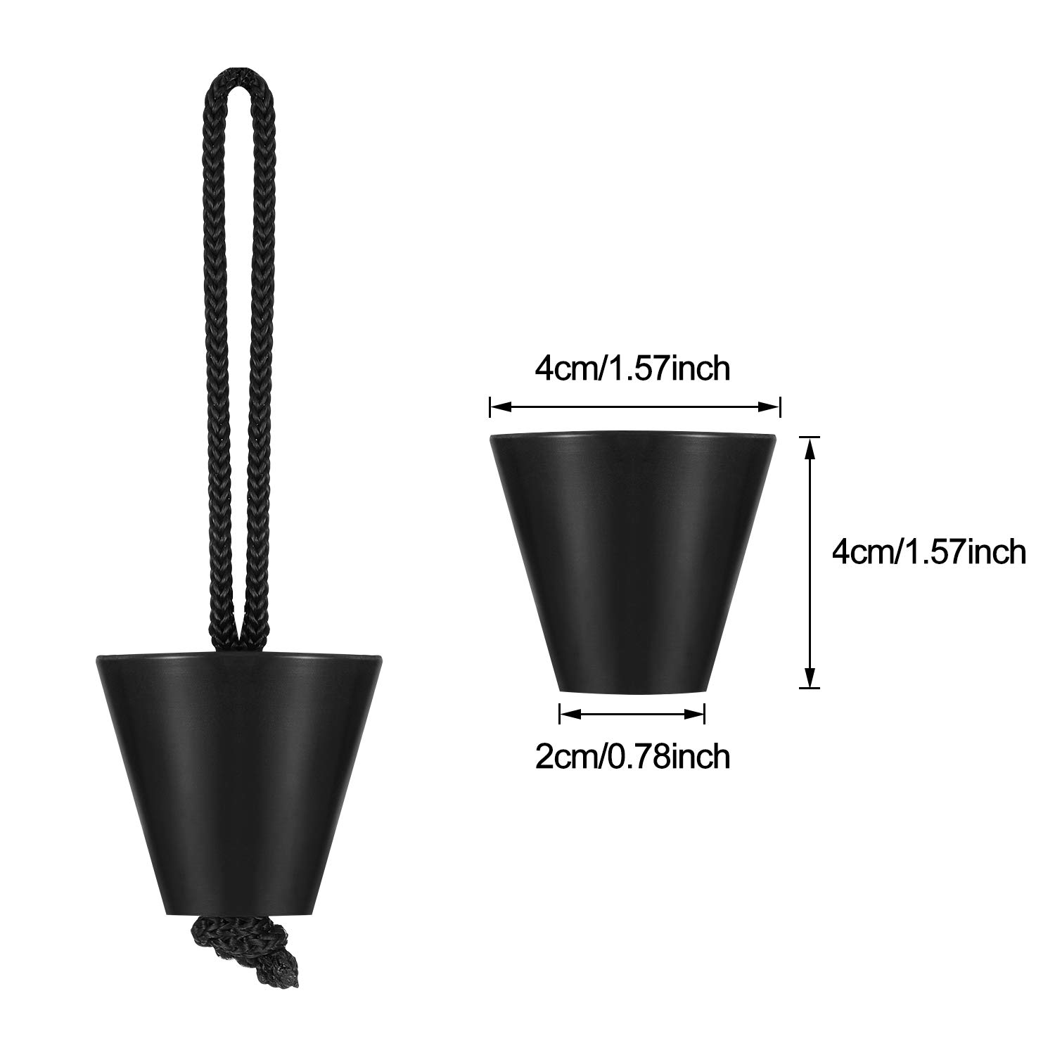Sumind 8 Pieces Kayak Scupper Plug Silicone Scupper Plug Drain Holes Stopper Bung with Lanyard(Black)