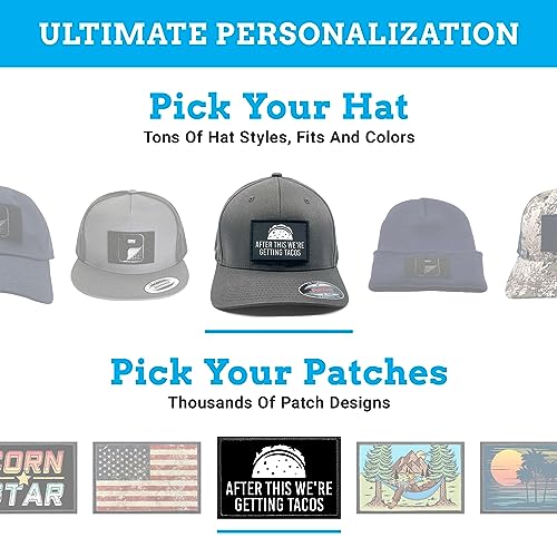 Pull Patch Curved Bill Snapback Trucker Hat | Black & White Tactical Cap | 2x3 in Loop Surface to Attach Morale Patches