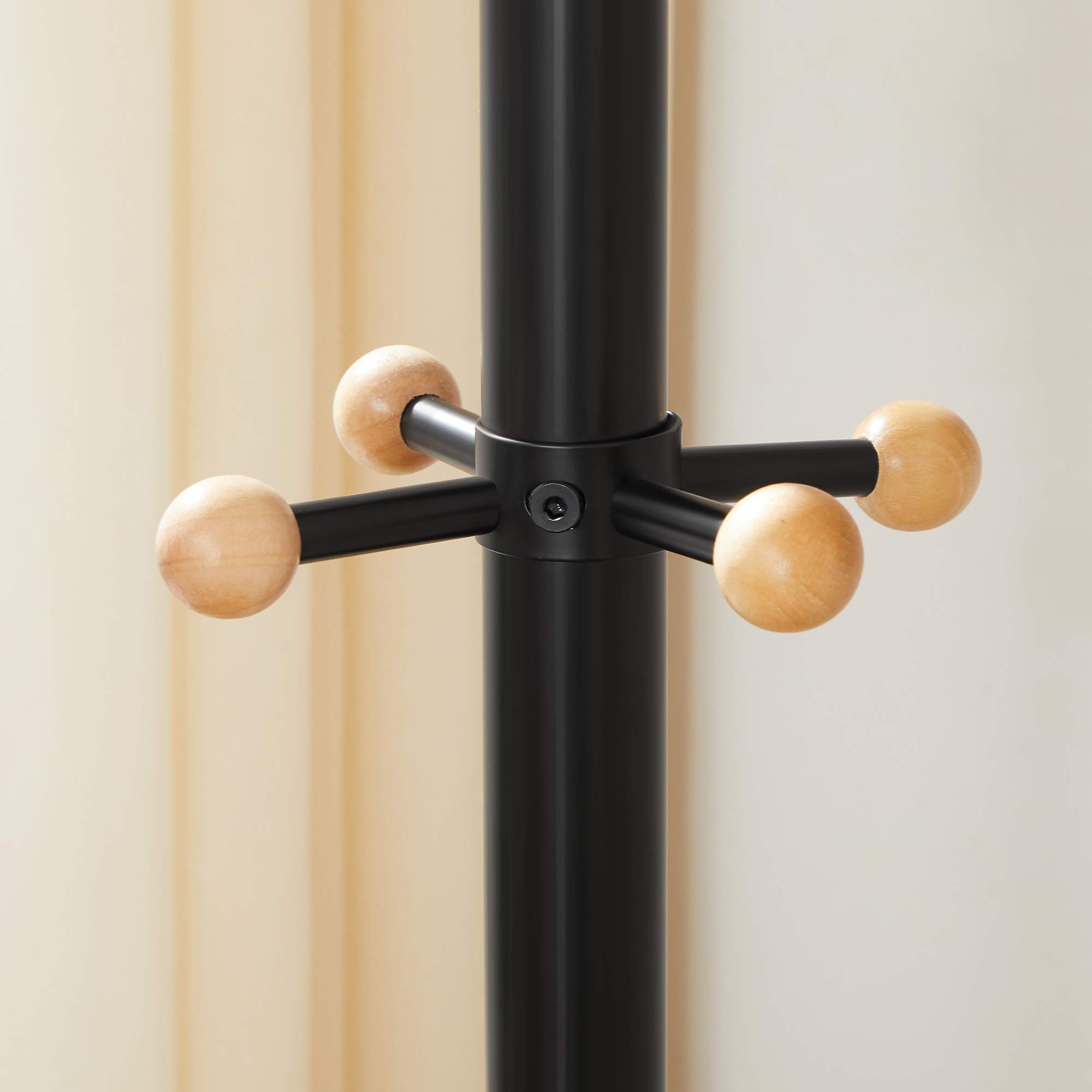 SONGMICS Coat Rack, Freestanding Metal Coat Tree with 6 Double Hooks, for Entryway, Bedroom, Living Room, Black URCR029B01