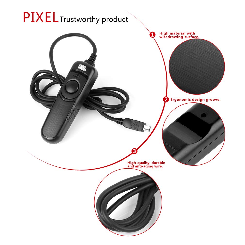 Remote Shutter Release Cable for Canon, Pixel RC-201 Shutter Release Cord for Canon Pentax Contax Sigma Cameras Replaces Canon RS-60E3