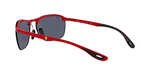 Ray-Ban RB4302M Scuderia Ferrari Collection Square Sunglasses, Red/Dark Grey, 62 mm