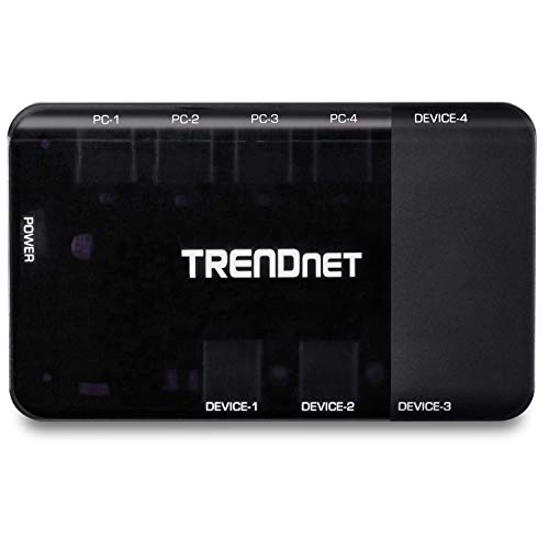 TRENDnet 4-Port USB 3.1 Sharing Switch, TK-U404, 4 x USB 3.1 for Computers, 4 x USB 3.1 for Devices, Flash Drive Sharing, Scanners, Printers, Mouse, Keyboard, Windows & Mac Compatible