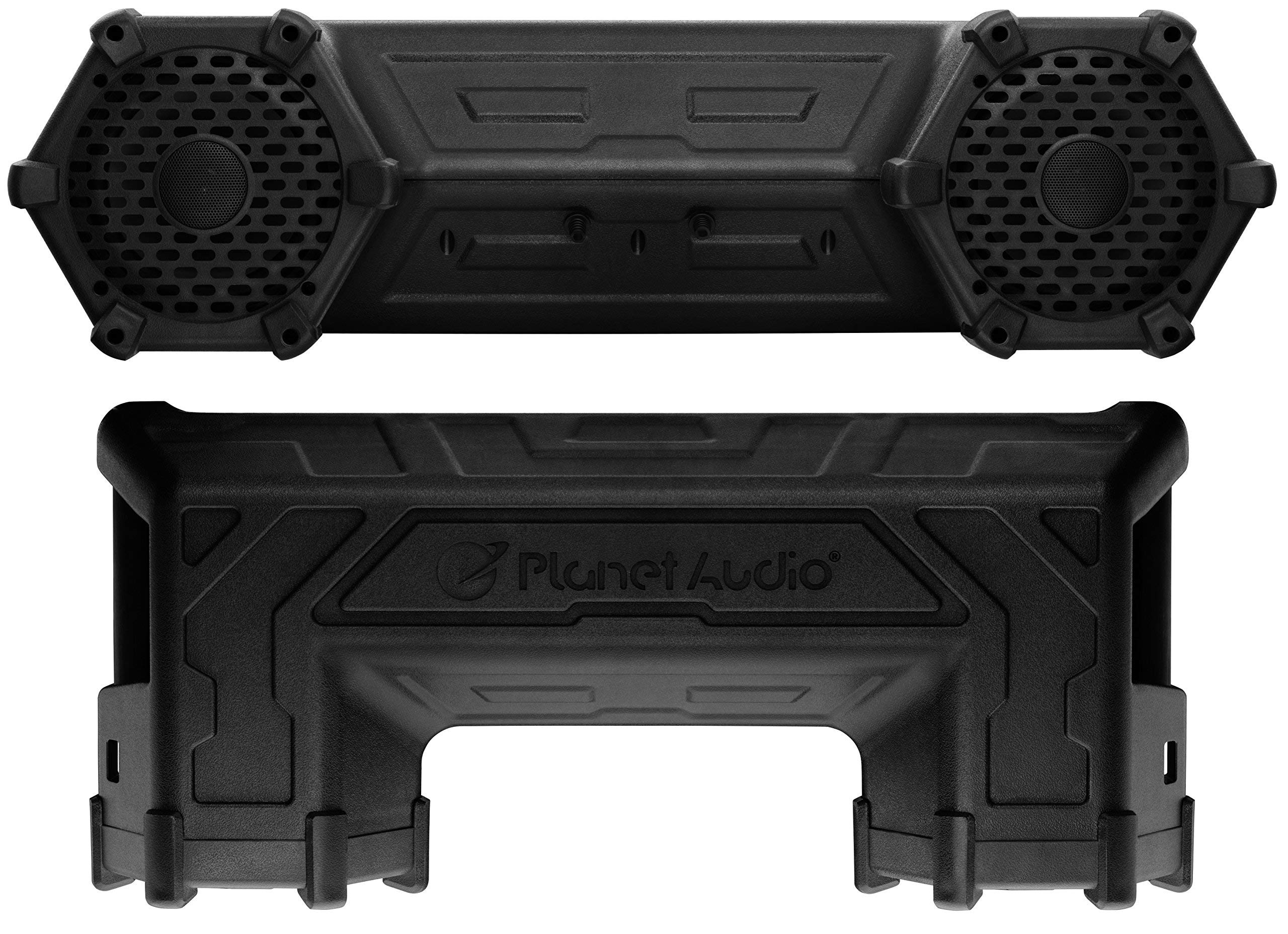 Planet Audio PATV65 ATV UTV Weatherproof Sound System - 6.5 Inch Speakers, 1.5 Inch Tweeters, Built-in Amplifier, Bluetooth, Built-in LED Lightbar, Easy Installation for 12 Volt Vehicles
