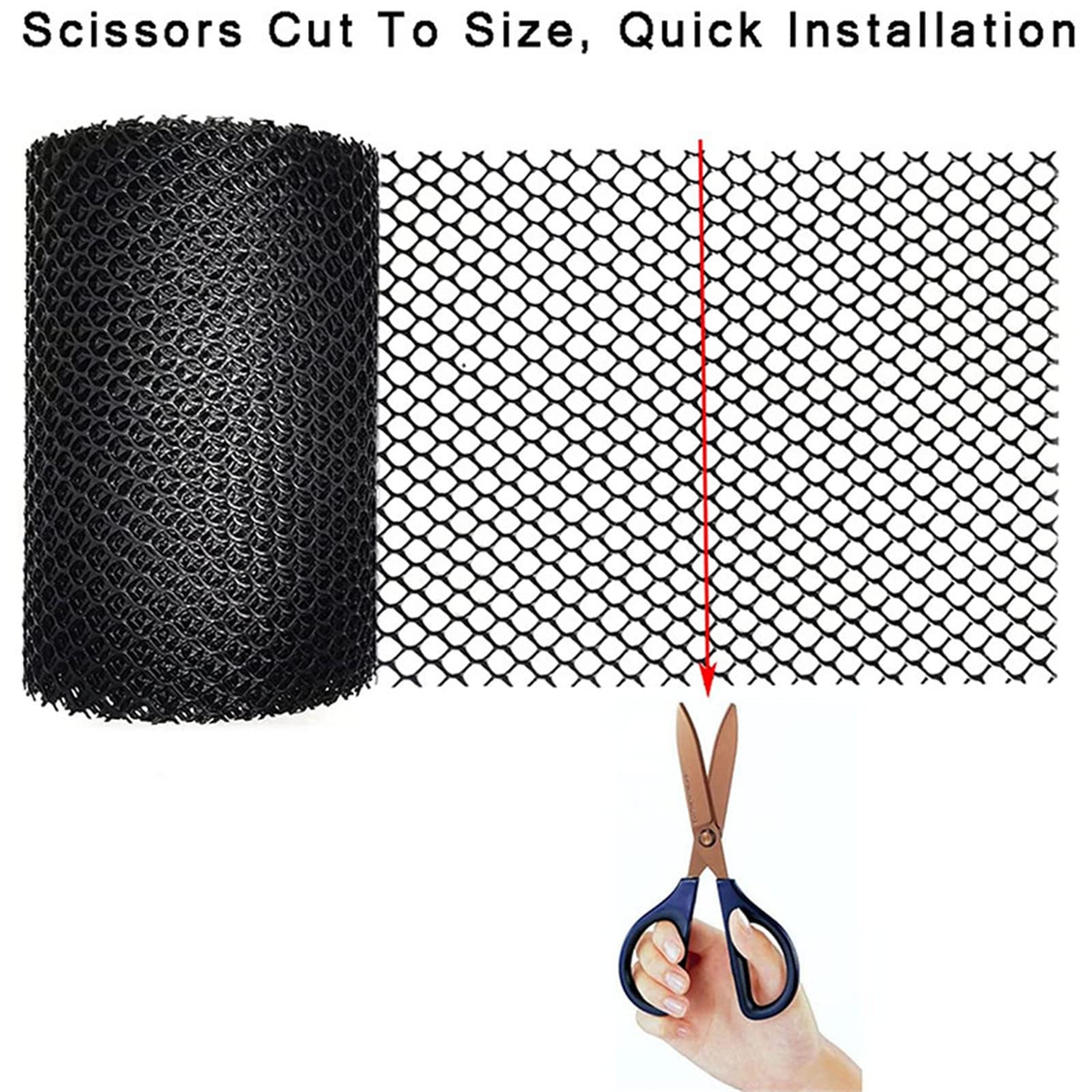 Plastic Gutter Guard Mesh Protector, 6” x 20 Ft Roofing Gutters Screen Roll with 5 Clip Fixing Hooks, Leaf Protection Cover Netting to Stop Gutter Drain Downspout Clogging from Leaves or Debris