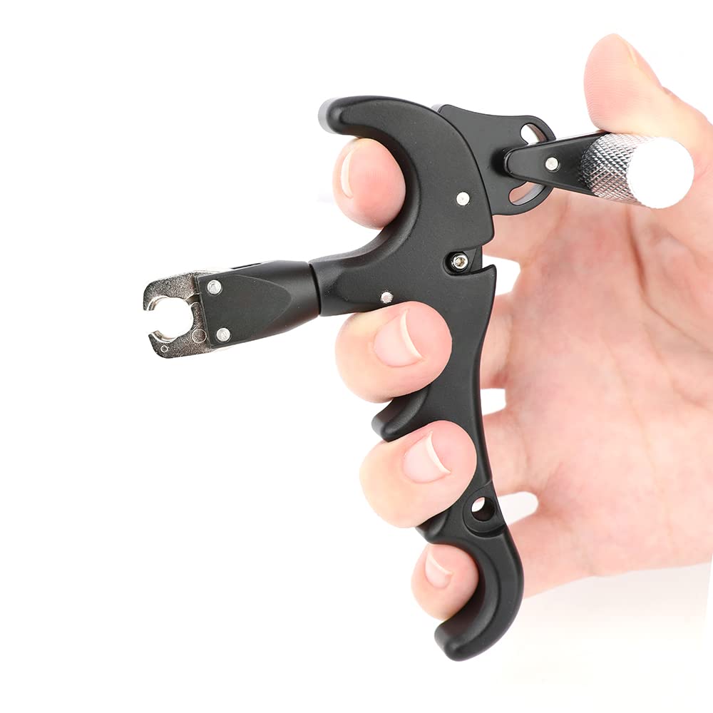ZSHJGJR Thumb Release for Compound Bow, 360° Rotatable Bow Release for Compound Bow, 4 Finger Grip Adjustable Archery Release Aids Accessories