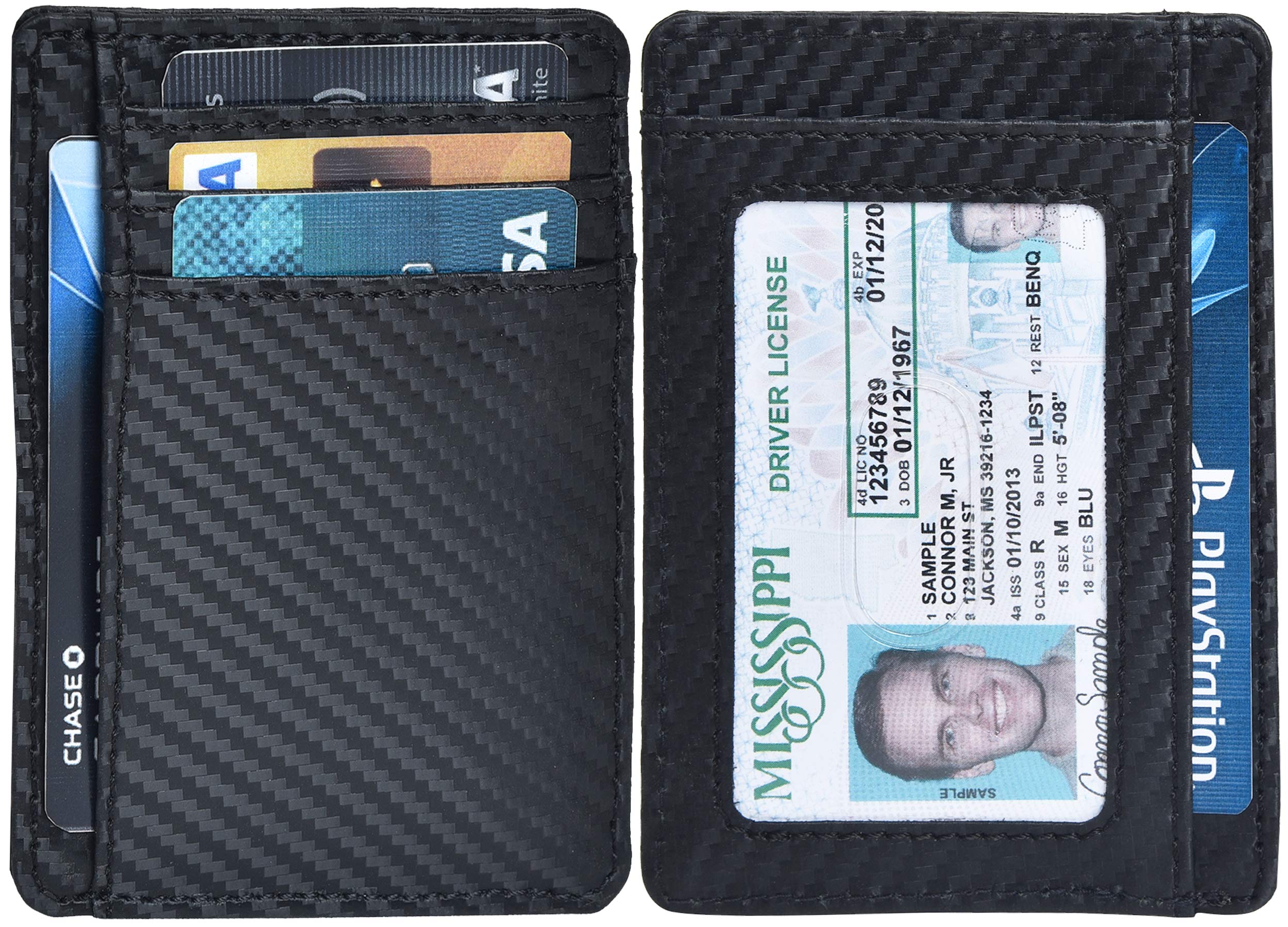 Real Leather Minimalist Wallets for Men & Women RFID Front Pocket Card Holder Wallet