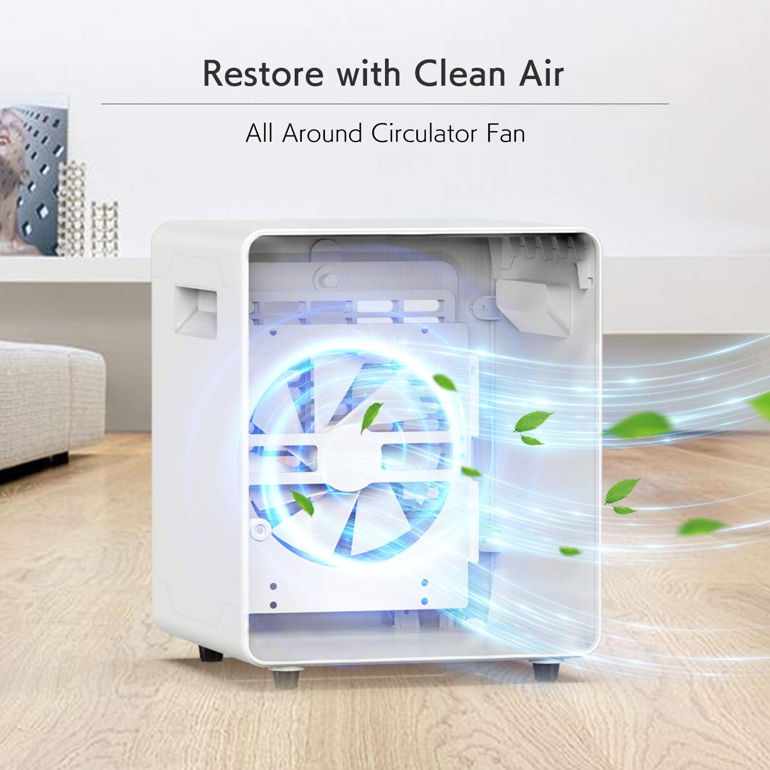 TRUSTECH Air Purifier UV-C Light sanitizer Air Cleaner for Home, Allergies, and Pets Dust Smoke and Mold Remove. Design for Home, Large Room,Bedroom,Office, 322sq.ft Large Coverage with 5 MPH Rate