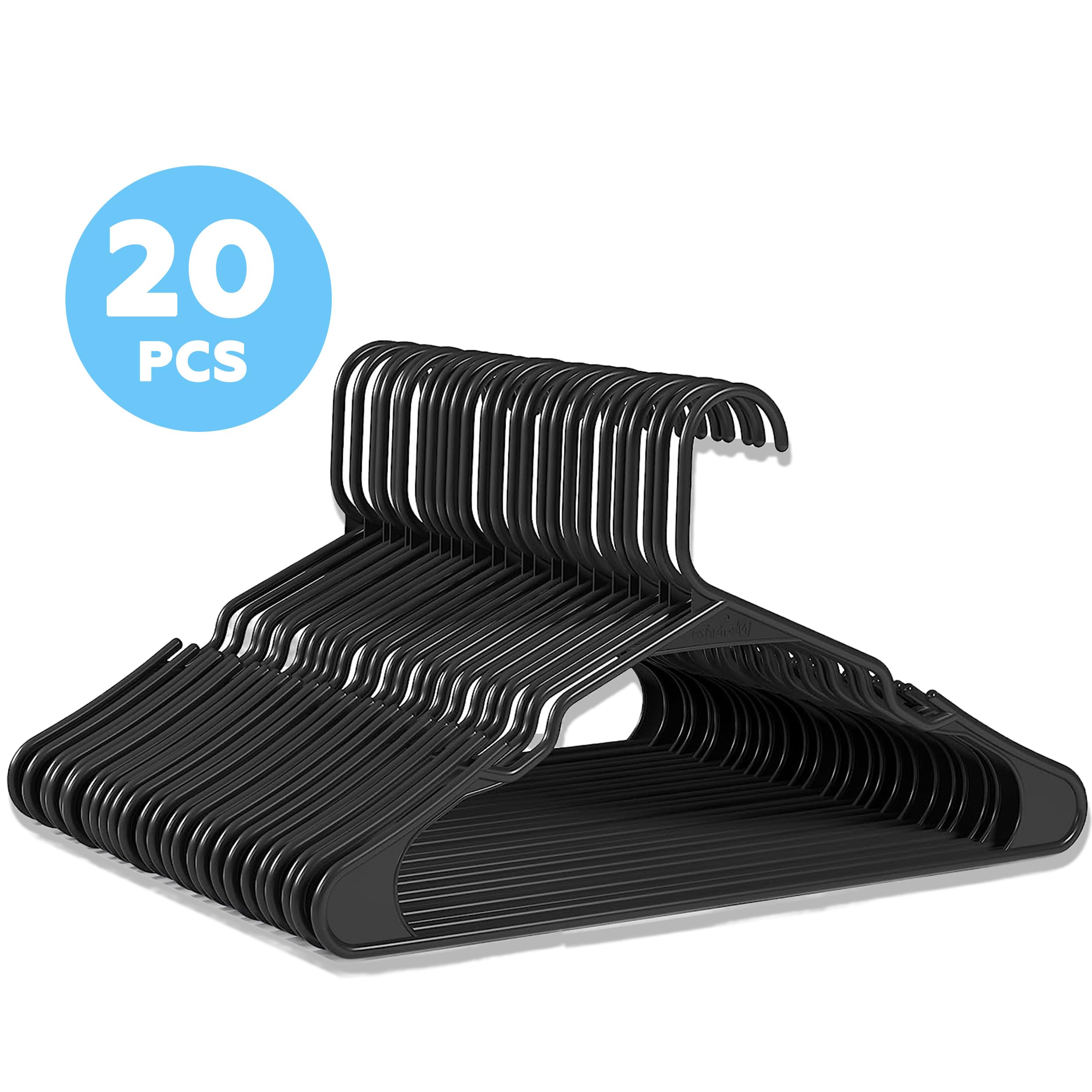 Plastic Hangers 20, 40, 60 Pack β Space Saving Hangers for Clothes β Black Plastic Hangers for Neatly Hanging Clothing, Shirts, Jackets, Pants, Laundry, Dresses & More (20 Pack)