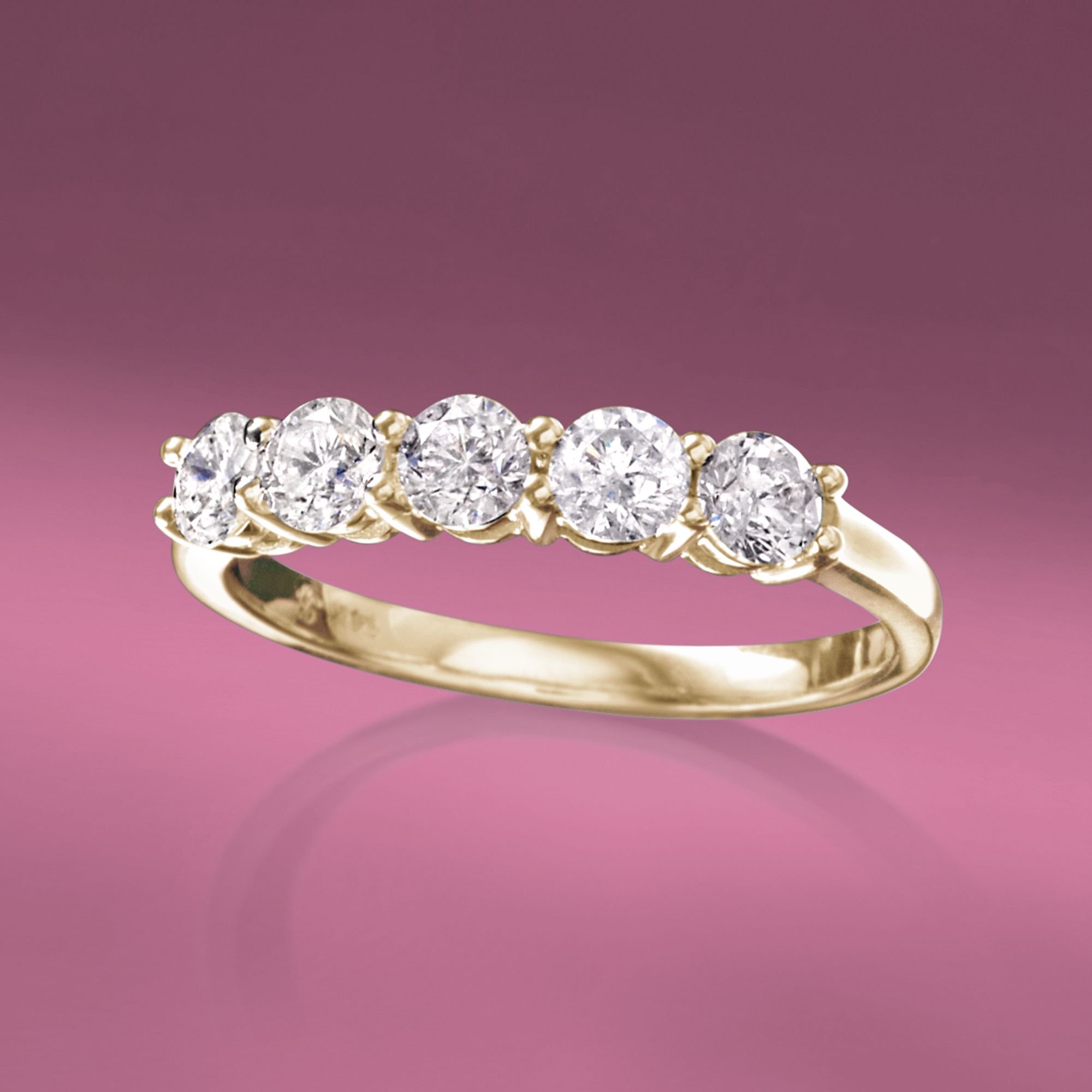 Ross-Simons Diamond 5 Stone Ring in 14kt Yellow Gold
