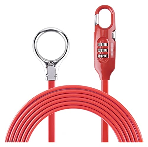 YANGLI WanLiTong Bicycle Lock with Combination Cable Lock Fit for Mountain Road Bike Helmet Lightweight Multifunction Luggage Cycle Bike Lock (Color : Red)