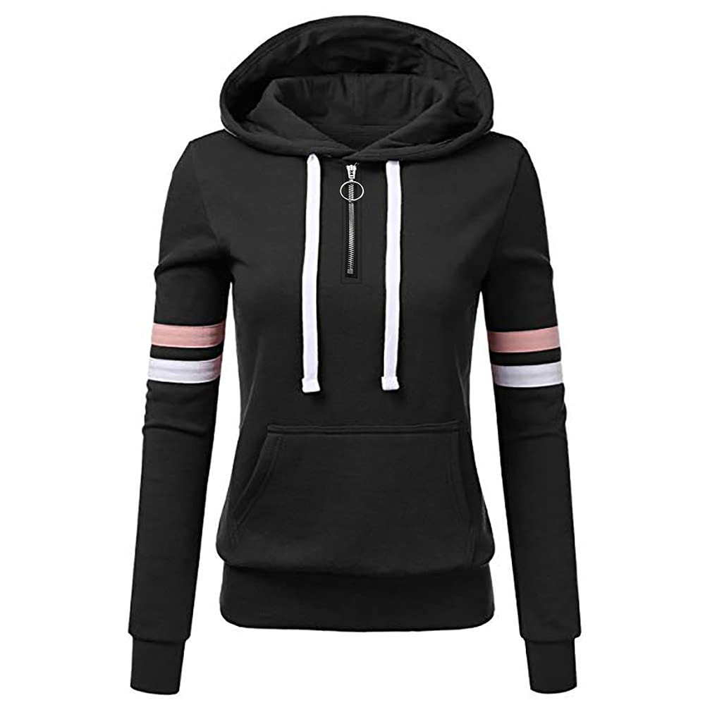 Wirziis Womens Plus Size Hoodies Sweater, Long Sleeve Drawstring Sweatshirt Ladies Comfy Stripe Trendy Pocket Pullover Tops