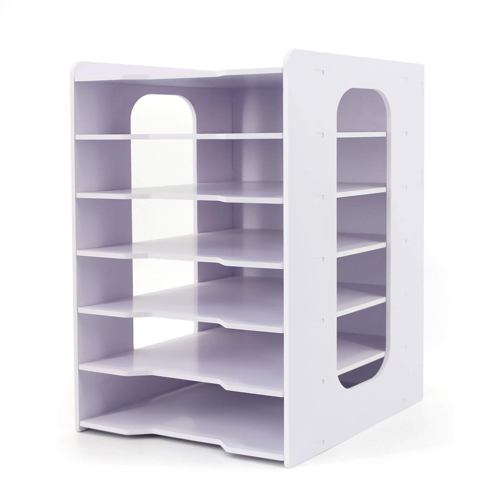 SONGWAY File Organizer for Desk - Desk Organizer for Document, Multifunctional 7 Tier Vertical File Holder, Paper Holder Organizer, Desktop File Organizer for Home Office School Decorations, White
