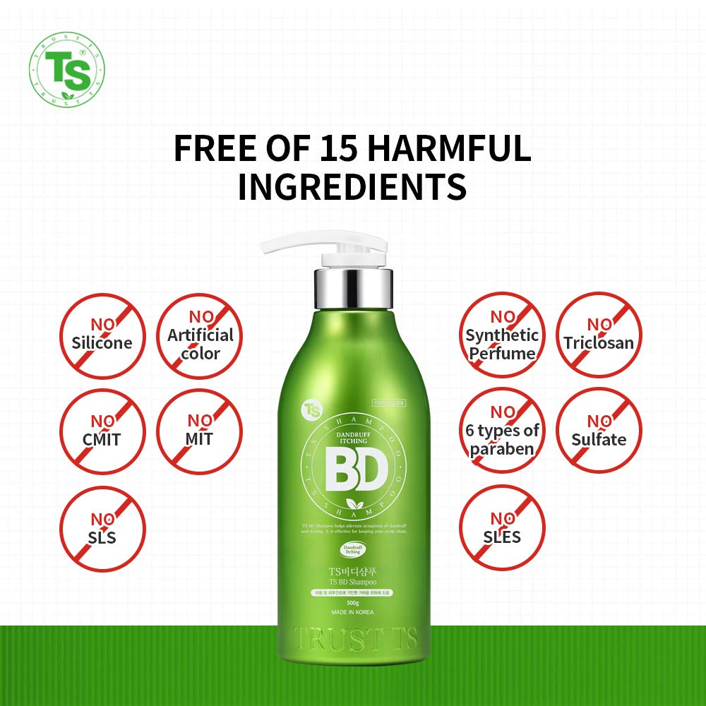 TS BD Shampoo for Dandruff & Itchy Scalp (16.9 Fl Oz) | Treatment for Itchy and Dry Hair | Biotin & Natural Ingredients | Dandruff Shampoo