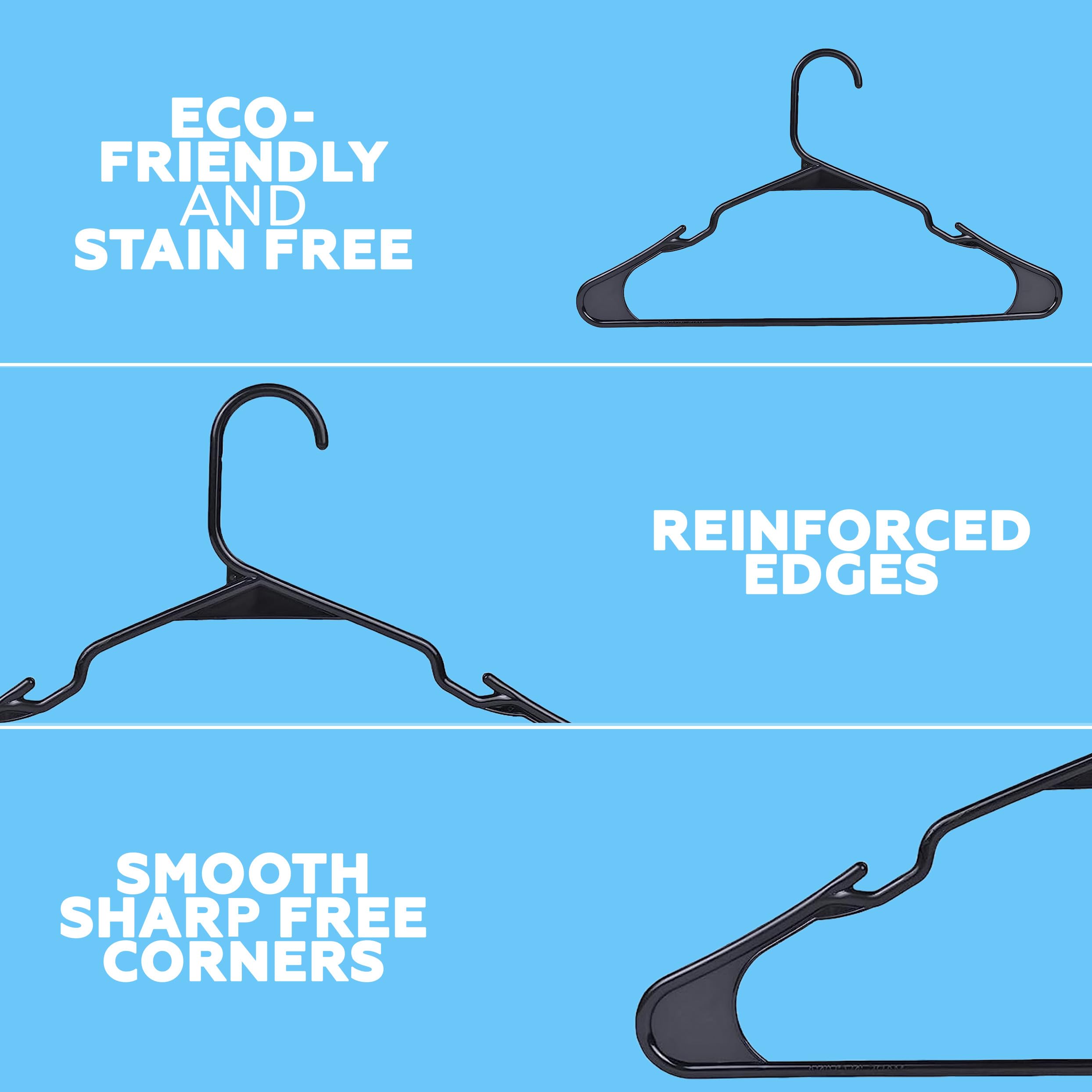 Plastic Hangers 20, 40, 60 Pack β Space Saving Hangers for Clothes β Black Plastic Hangers for Neatly Hanging Clothing, Shirts, Jackets, Pants, Laundry, Dresses & More (20 Pack)