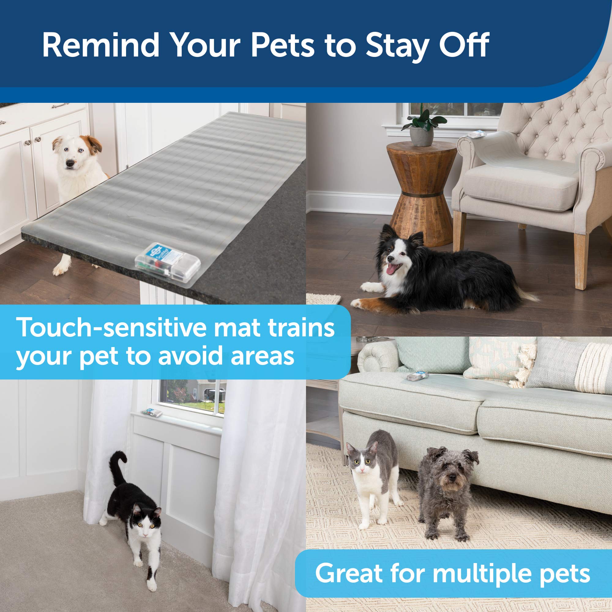 PetSafe ScatMat Indoor Pet Training Mat for Dogs and Cats - Sofa Size 12 X 60 inch - Pet Proof Your Home with This Battery-Operated Electronic Repellent Mat, includes Adjustable Correction Settings